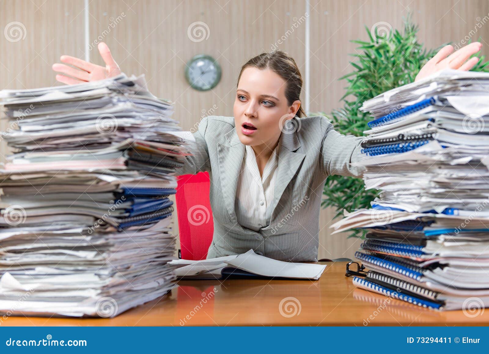 The Woman Under Stress from Excessive Paper Work Stock Image - Image of ...