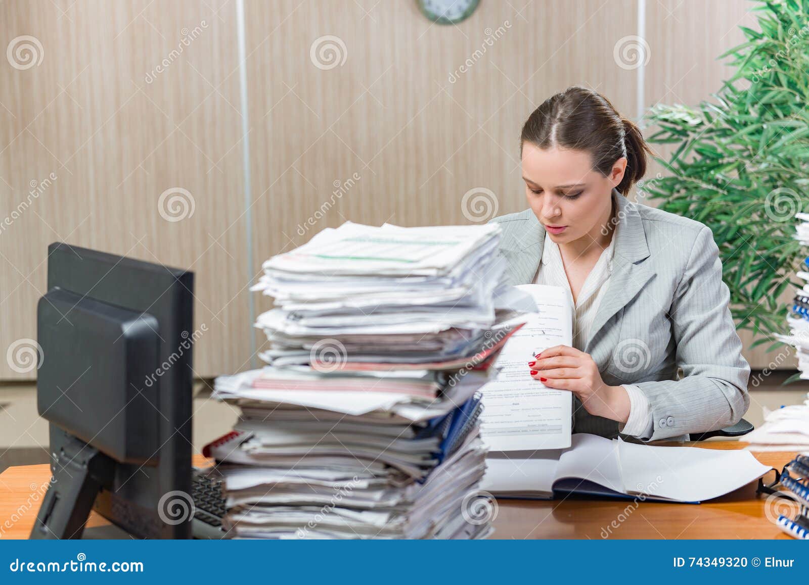 The Woman Under Stress from Excessive Paper Work Stock Photo - Image of ...