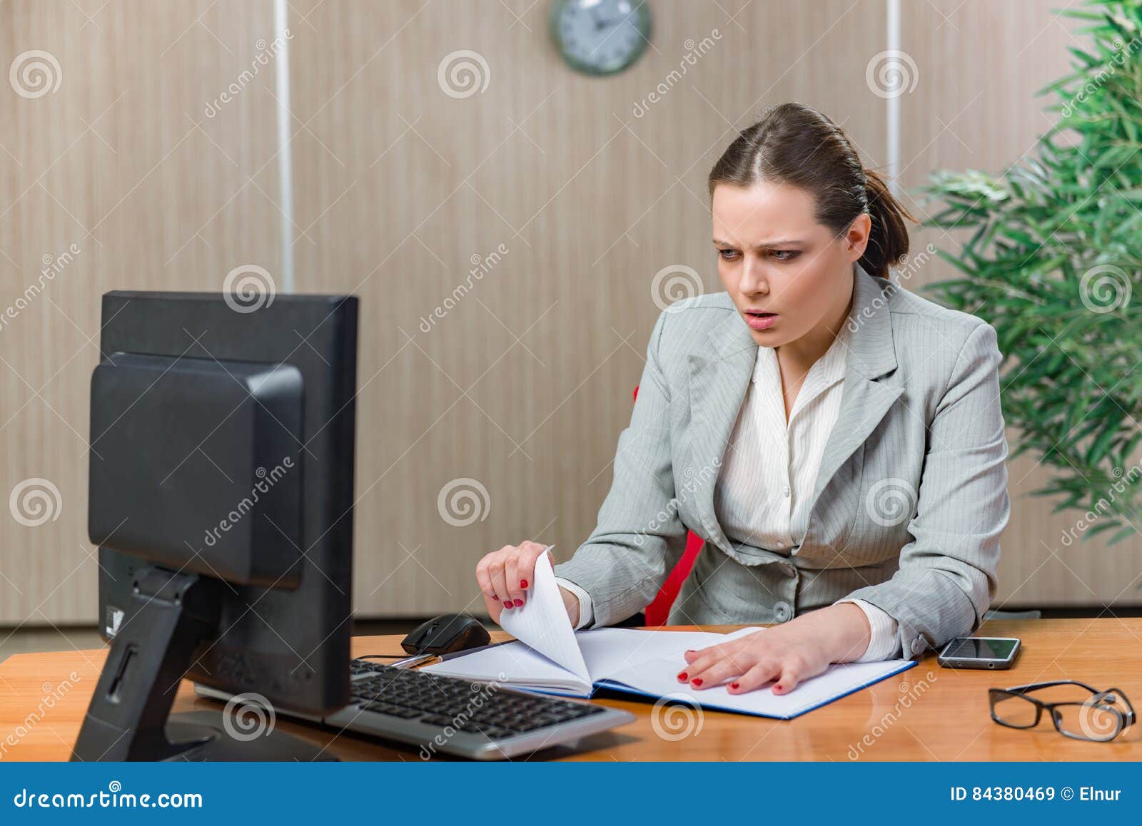 The Woman Under Stress from Excessive Paper Work Stock Image - Image of ...