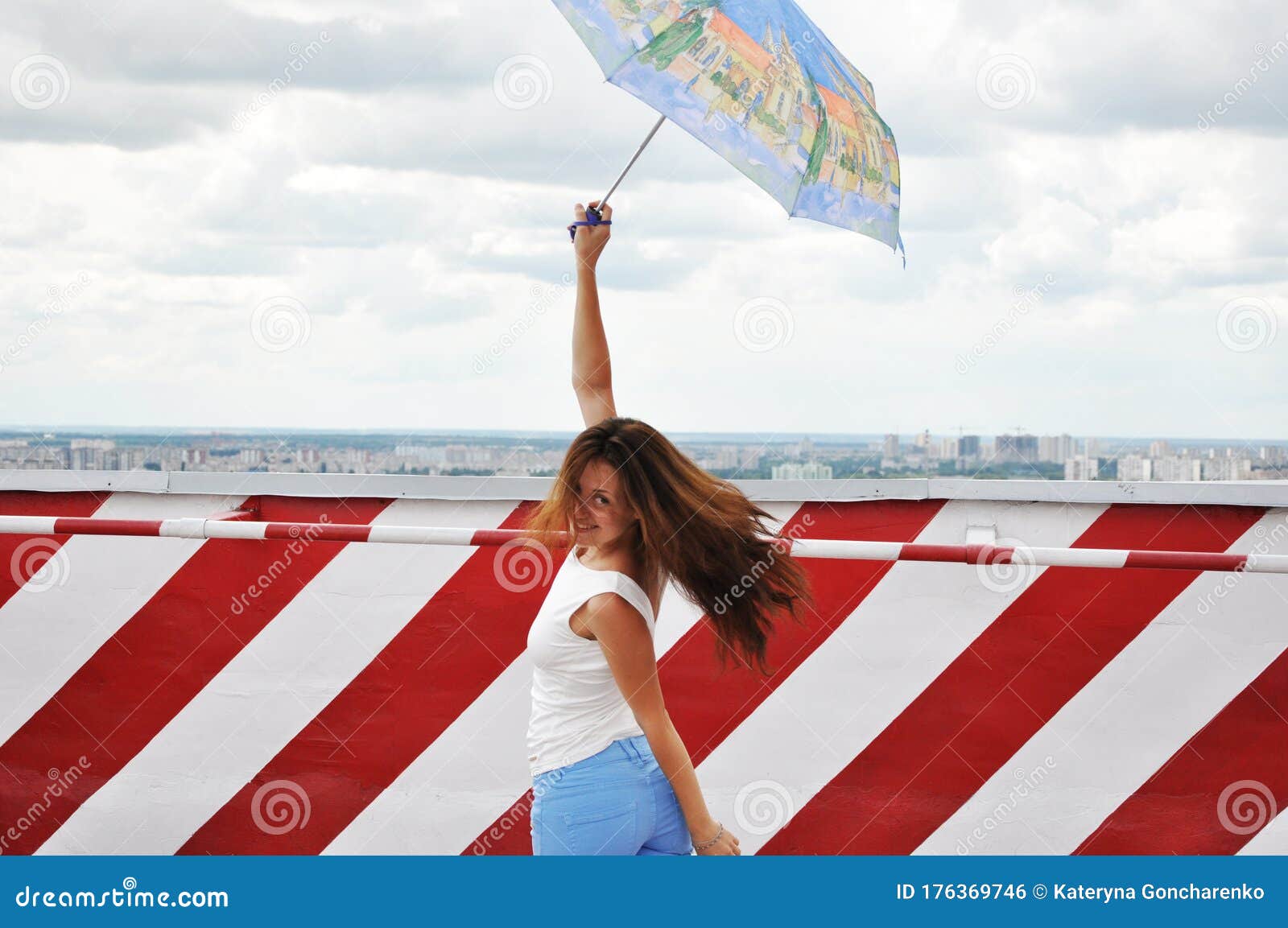 Woman Under an Umbrella. Just Having Fun. Stock Photo - Image of happy ...