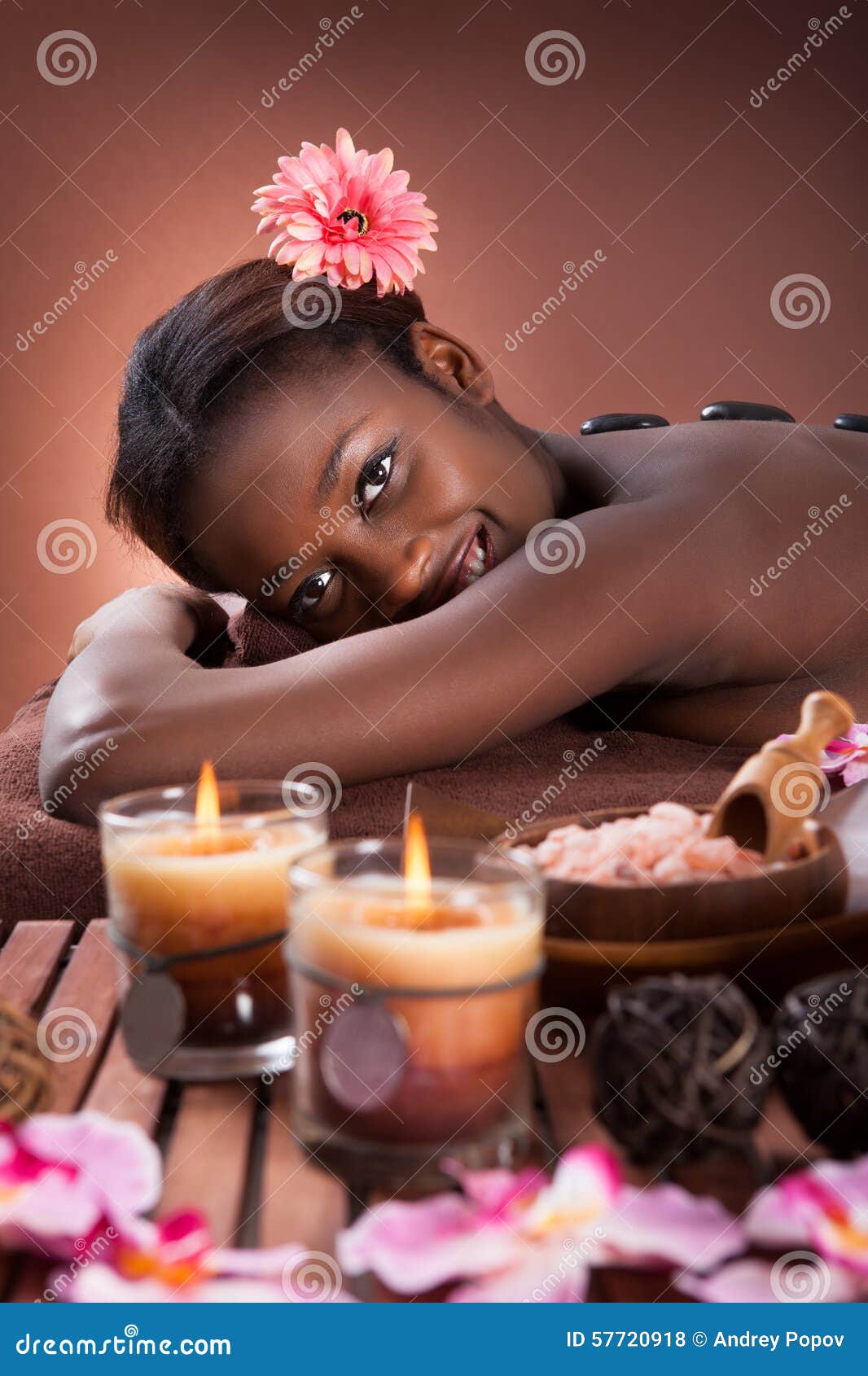 Woman Undergoing Lastone Therapy at Spa Stock Photo - Image of ...