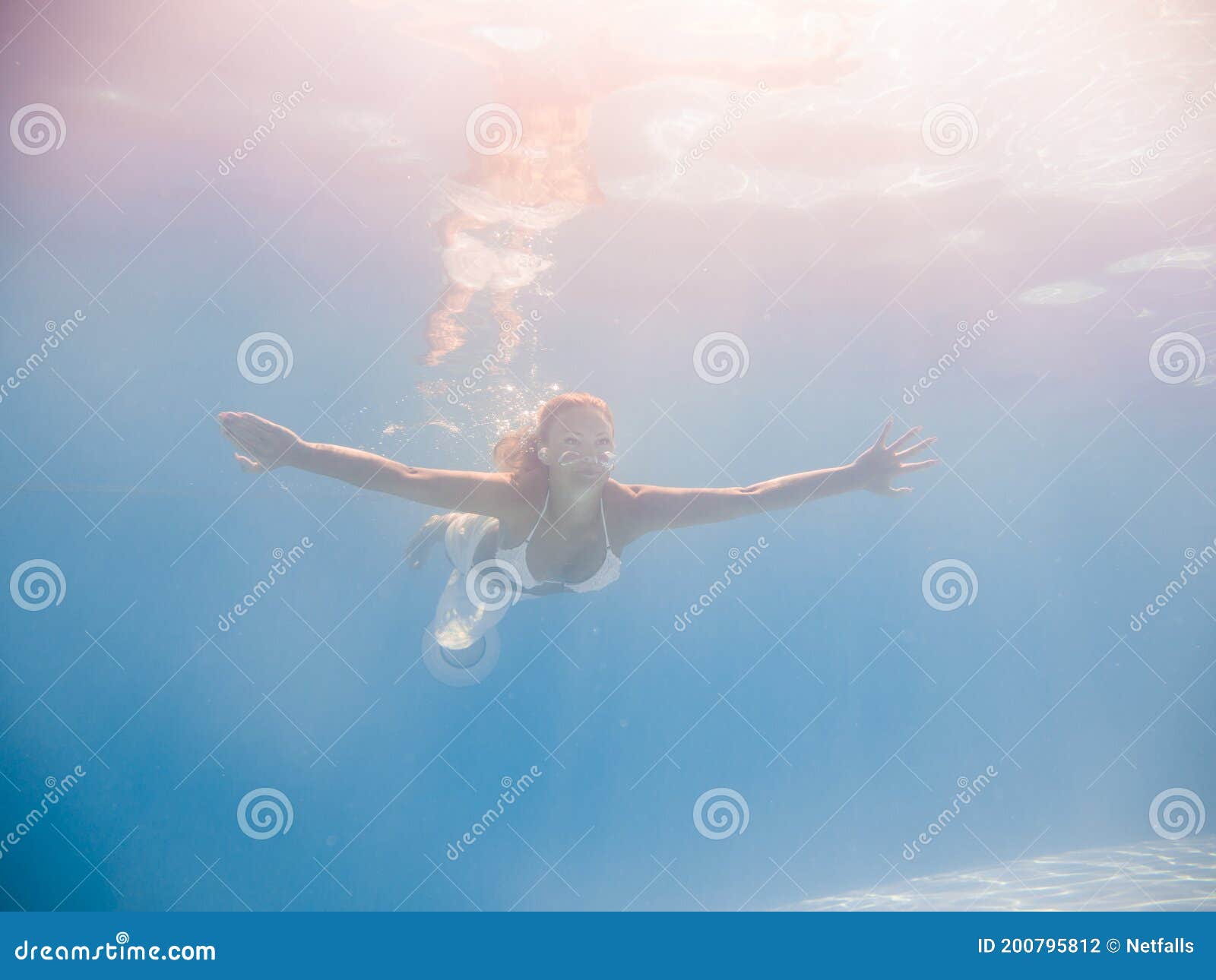 Woman Underwater at the Pool Stock Photo - Image of snorkel, beautiful ...
