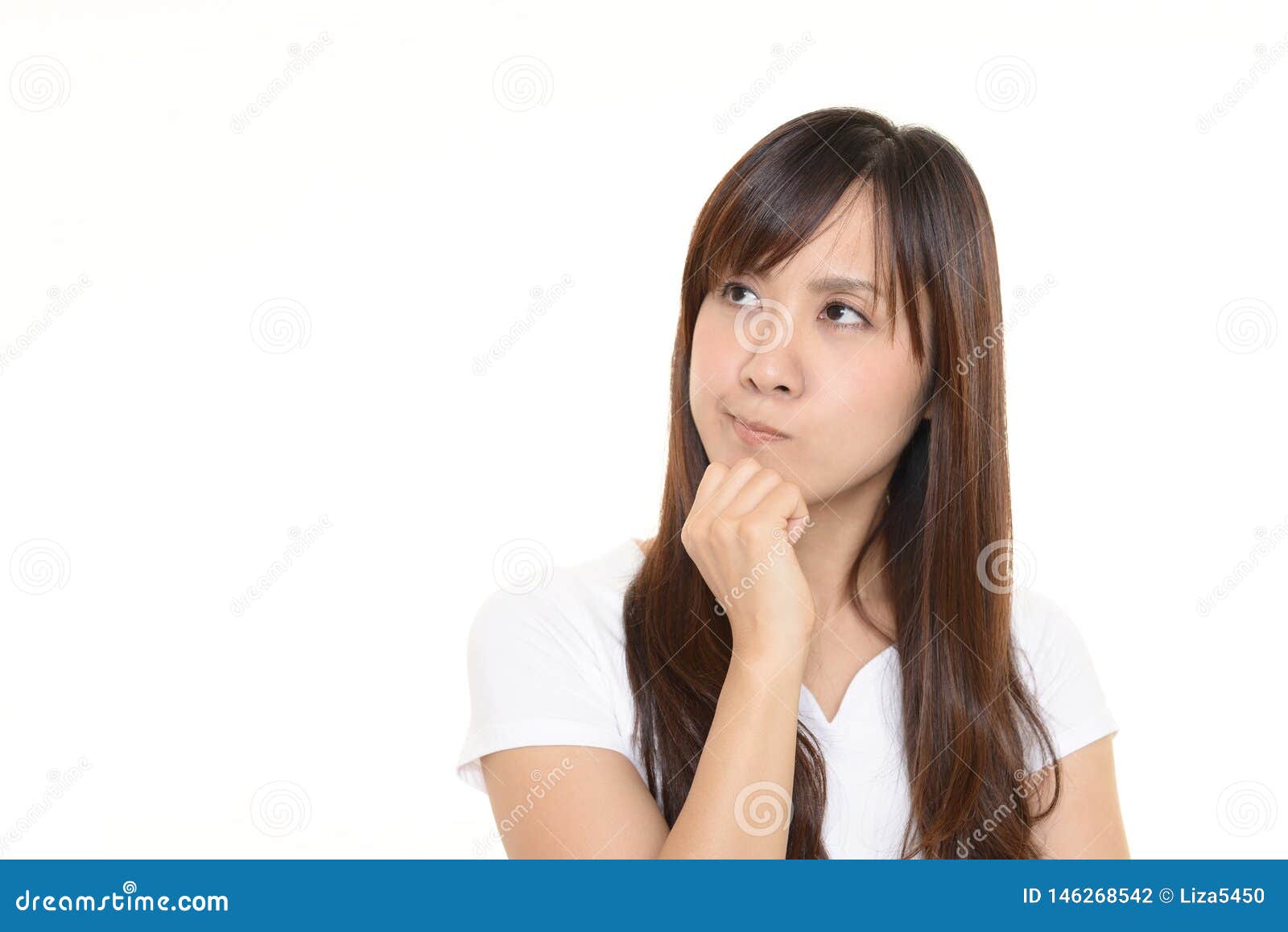 Uneasy Asian woman stock photo. Image of emotion, anxiety - 146268542