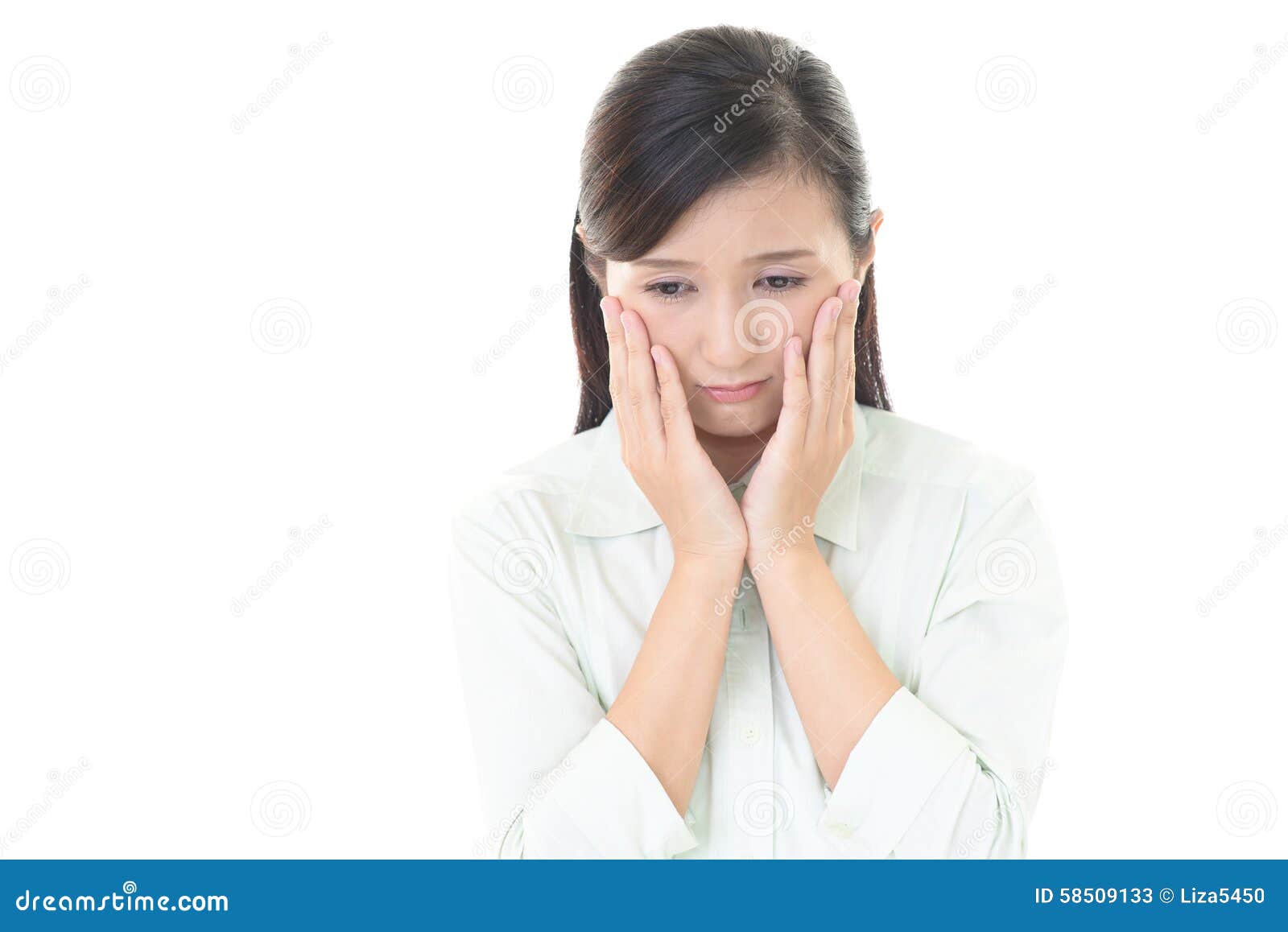 Woman with an uneasy look stock image. Image of anxiety - 58509133