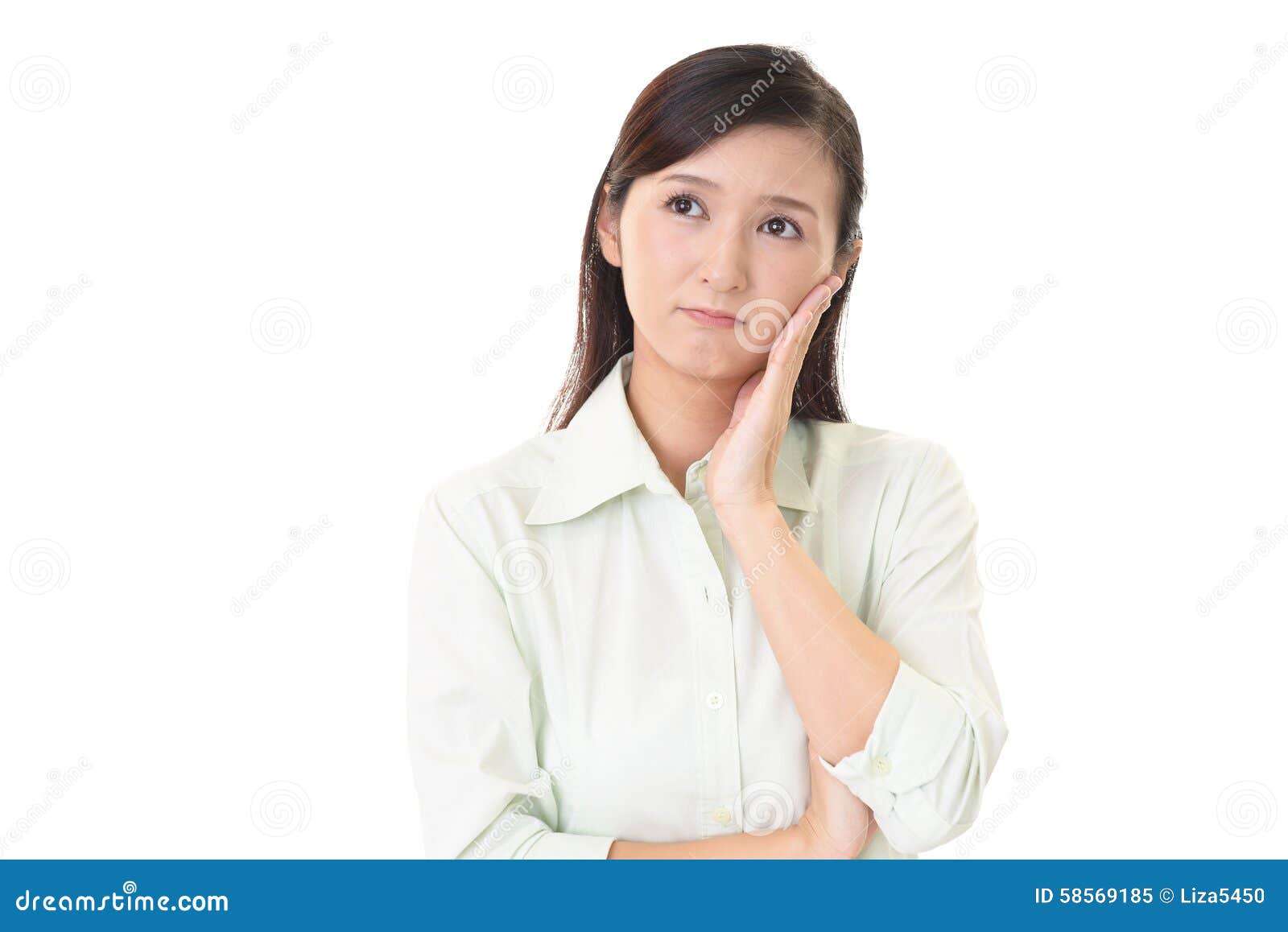 Woman with an uneasy look stock image. Image of hair - 58569185