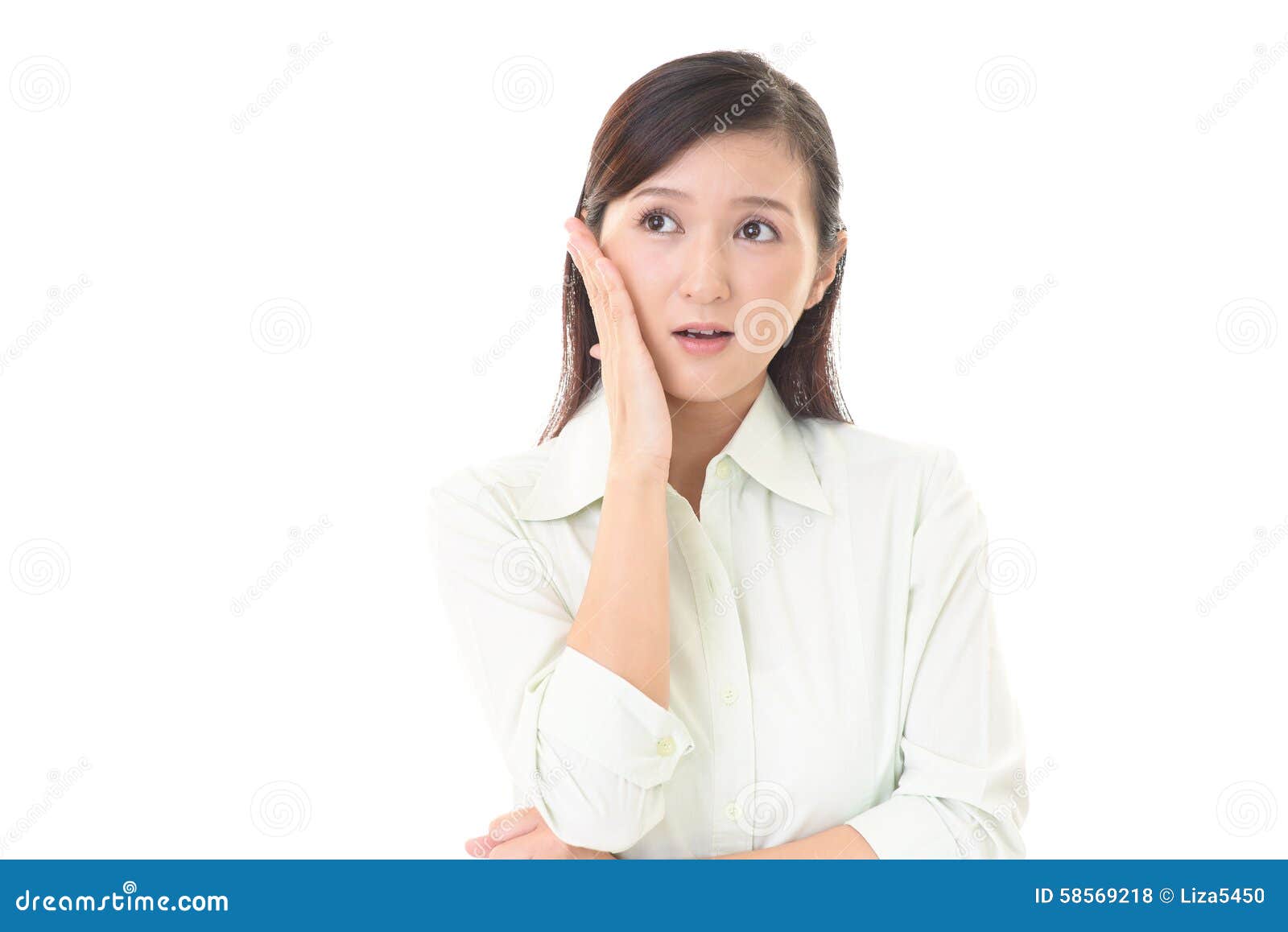 Woman with an uneasy look stock photo. Image of girl - 58569218