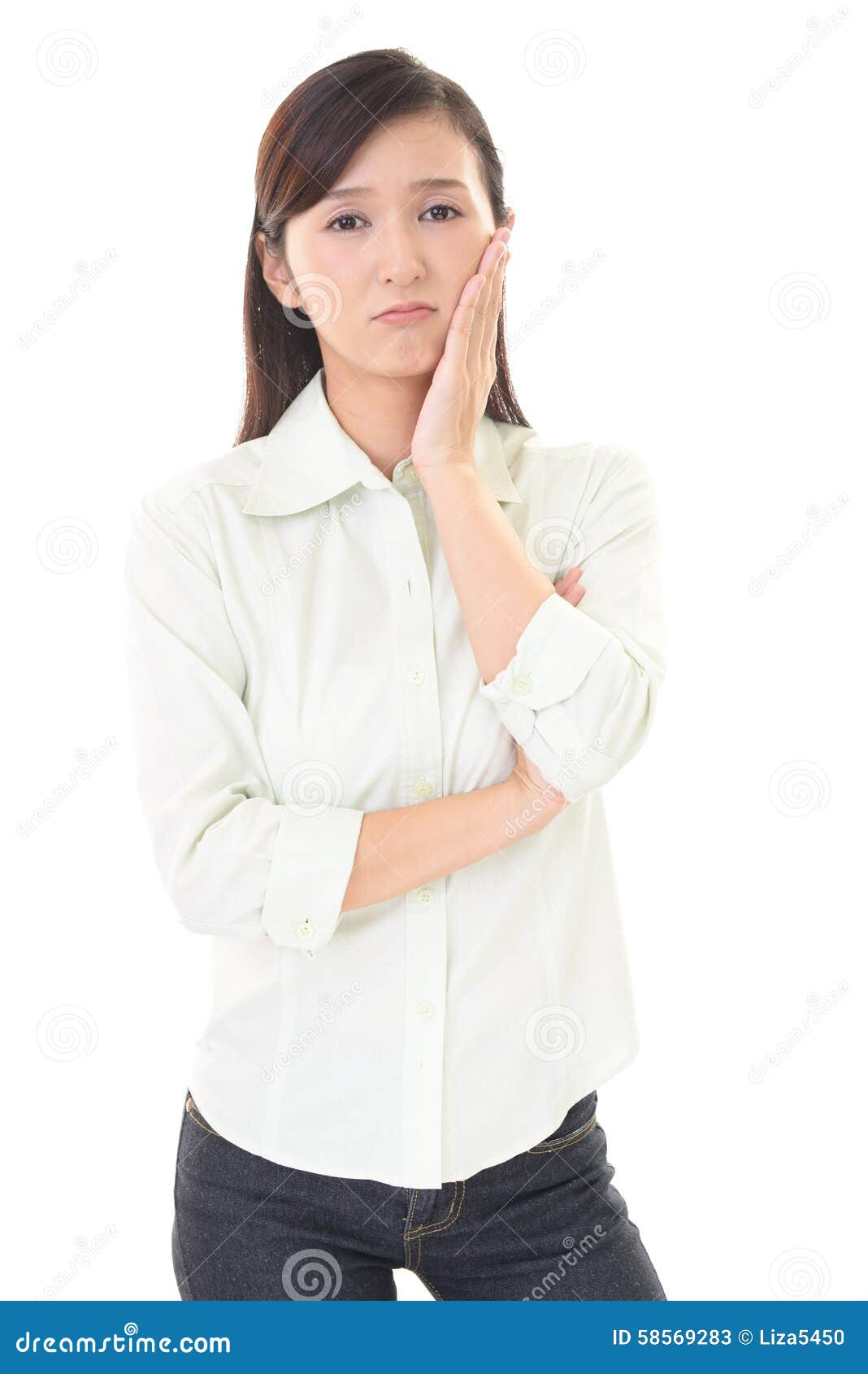Woman with an uneasy look stock image. Image of overwork - 58569283