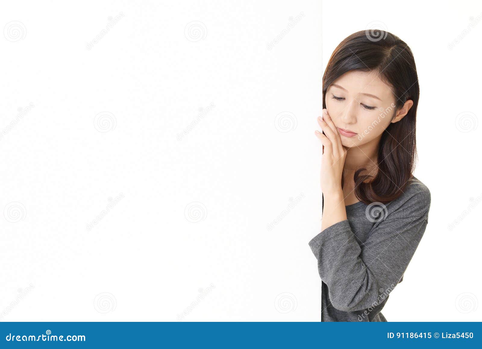 Woman with an uneasy look stock image. Image of communication - 91186415