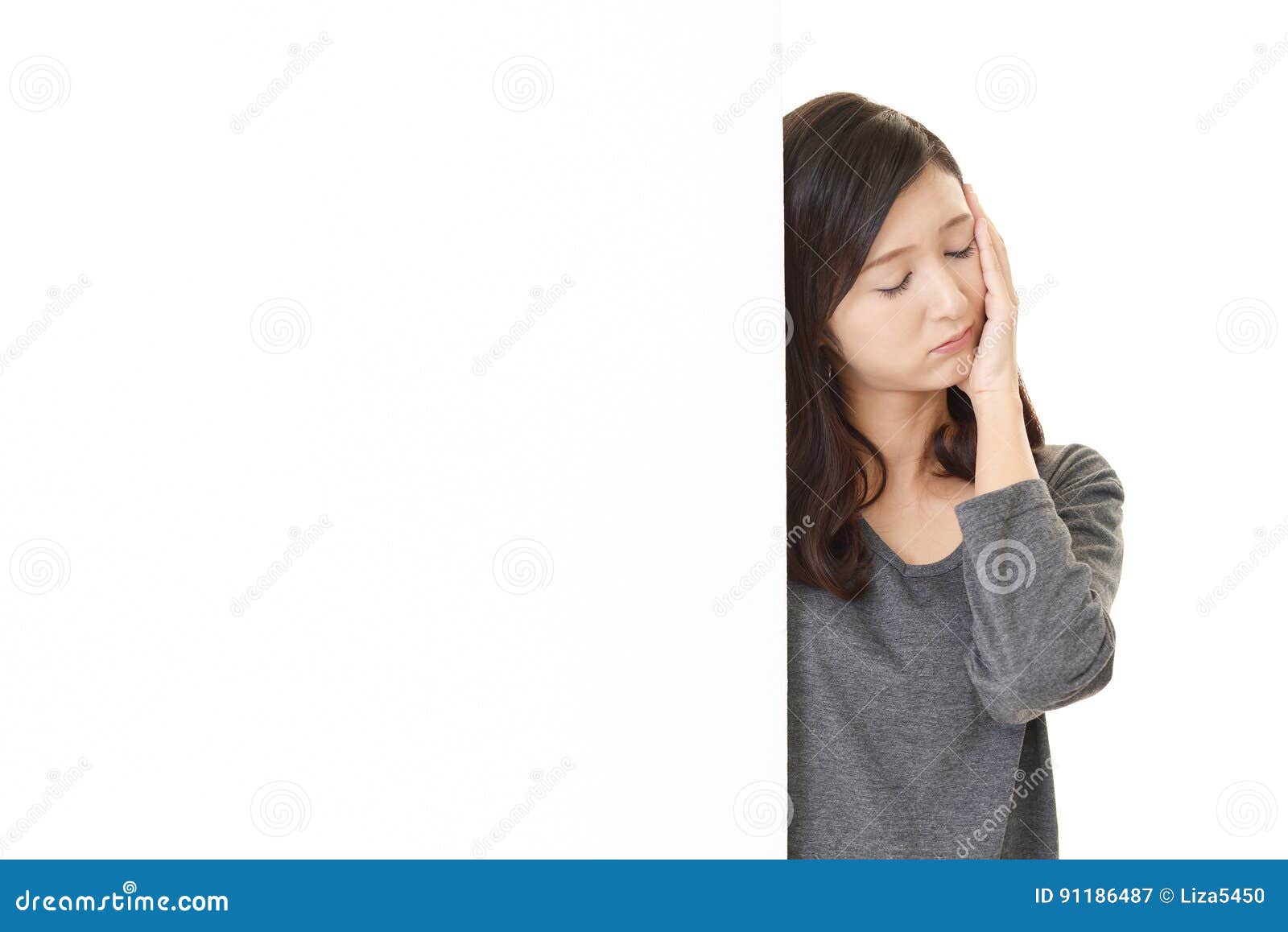 Woman with an uneasy look stock image. Image of anxiety - 91186487