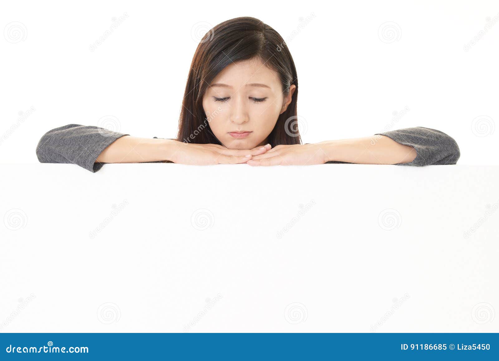 Woman with an uneasy look stock image. Image of anxiety - 91186685