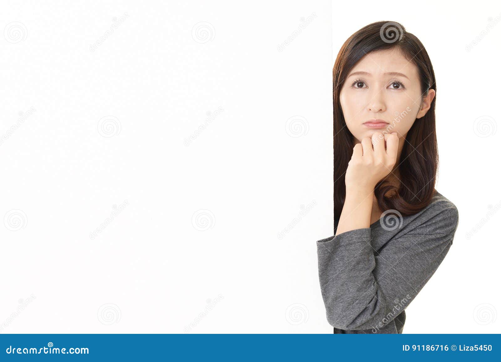Woman with an uneasy look stock photo. Image of communication - 91186716