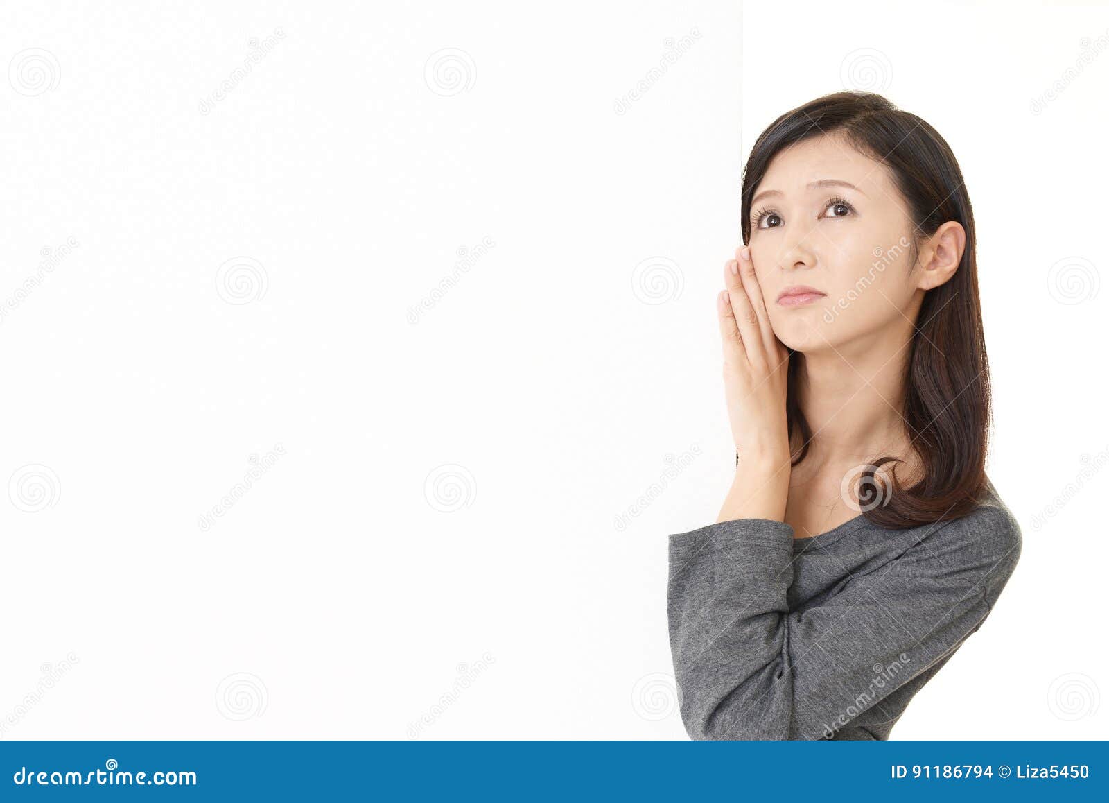 Woman with an uneasy look stock photo. Image of depressed - 91186794