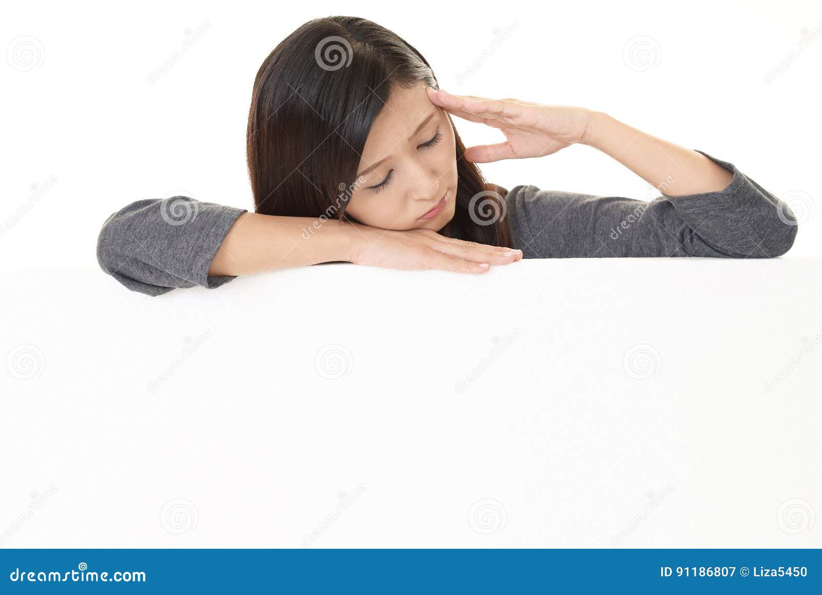 Woman with an uneasy look stock image. Image of face - 91186807