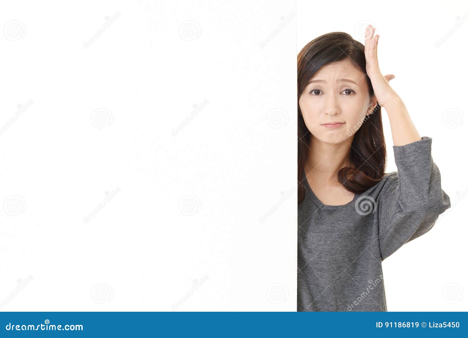 Woman with an uneasy look stock image. Image of emotion - 91186819