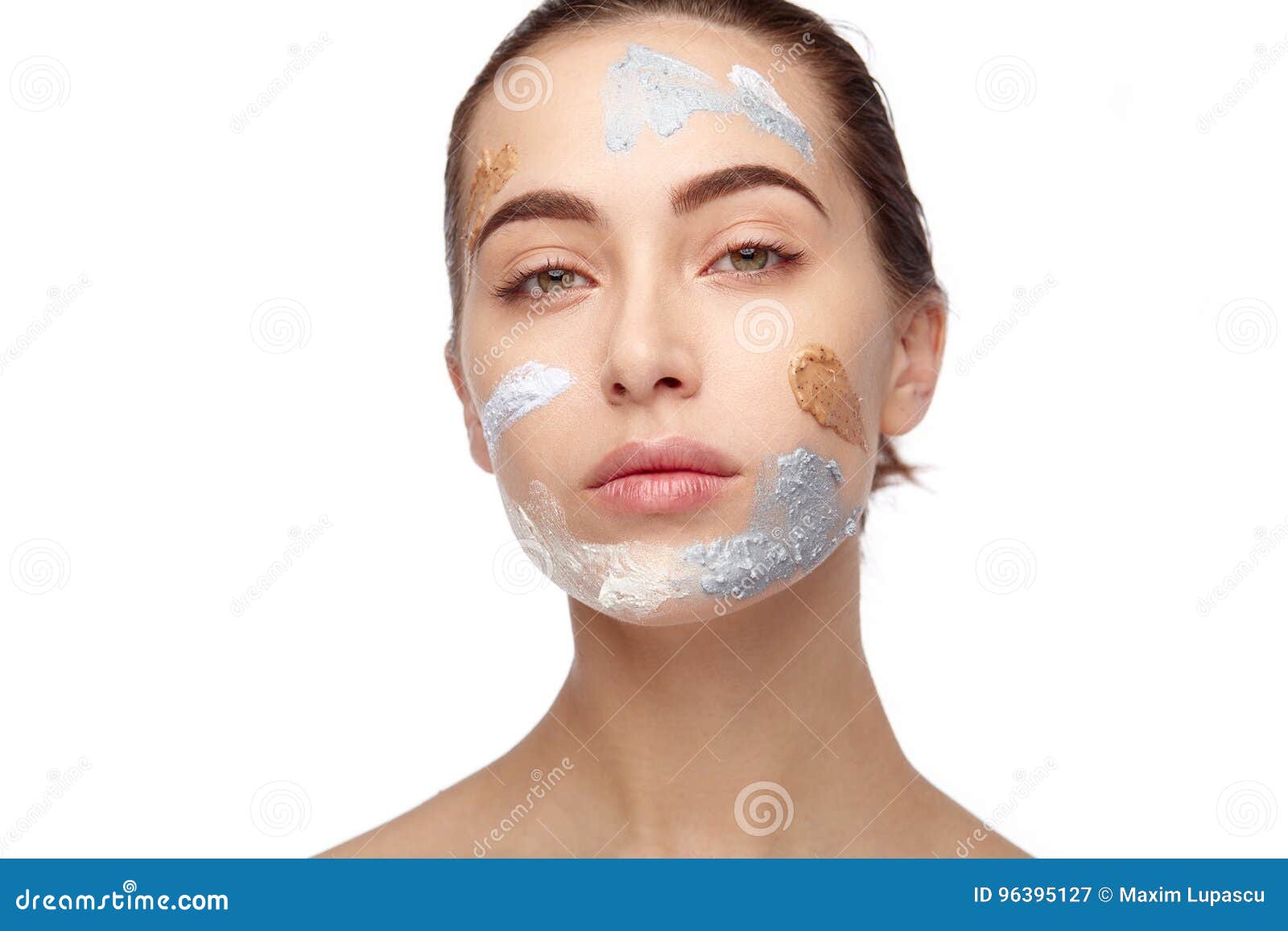 Woman with Unfinished Makeup Stock Image - Image of cosmetics ...