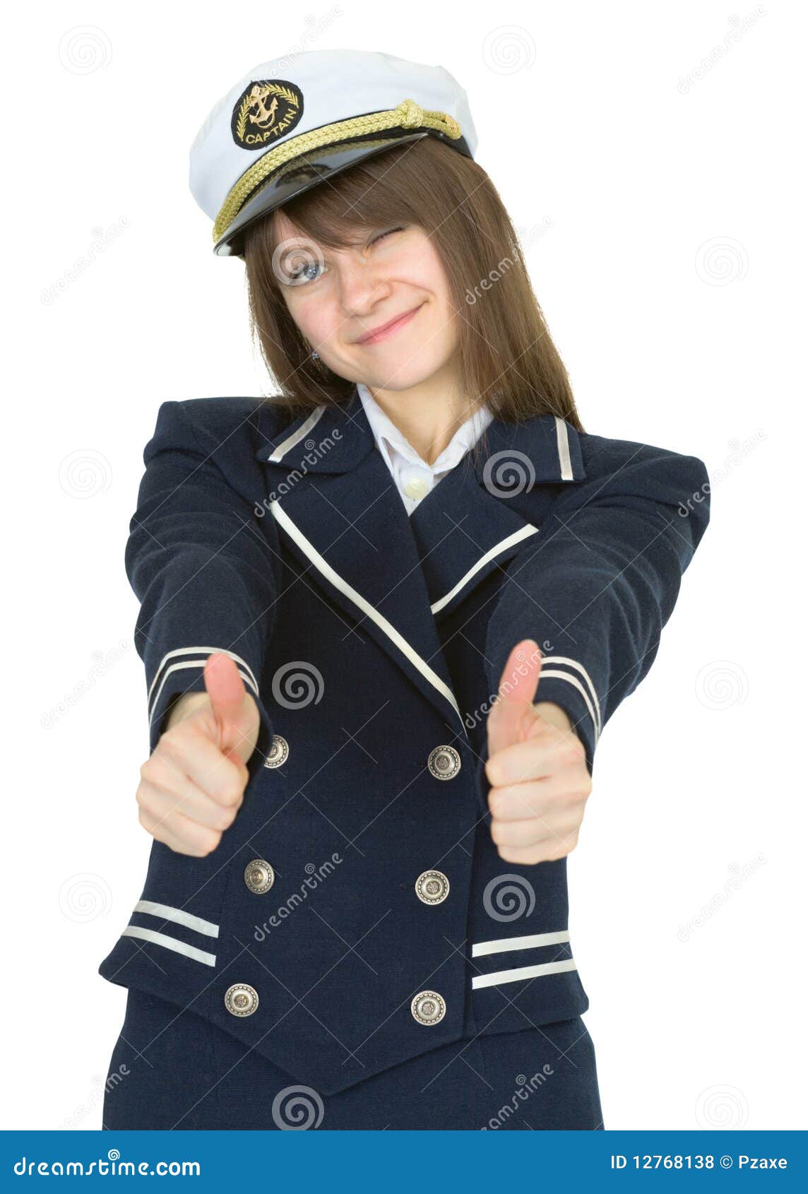 Woman in Uniform Sea Captain Stock Photo - Image of beautiful, person ...