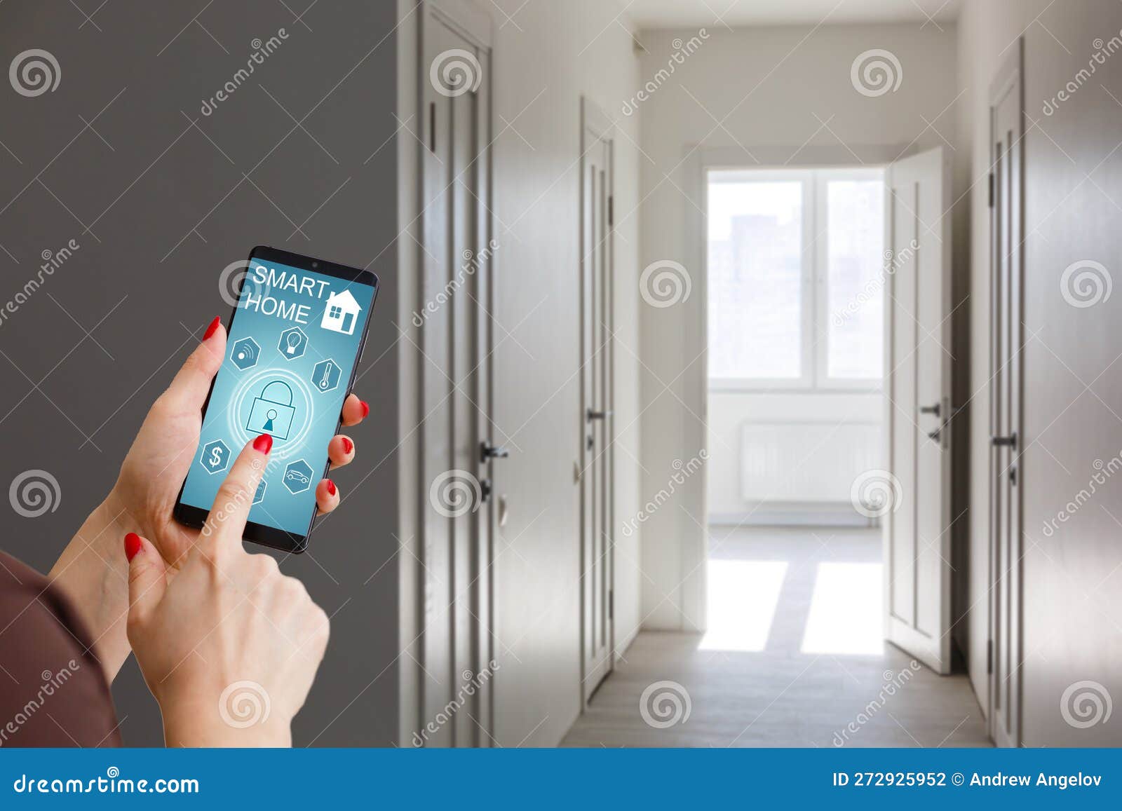 Woman Unlocking Smartphone Application on the Screen, Closeup. Space ...