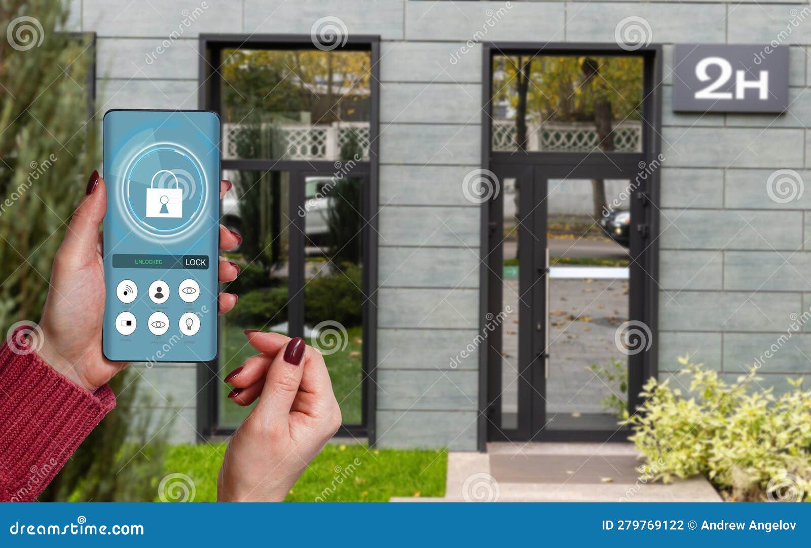 Woman Unlocking Smartphone Application on the Screen, Closeup. Space ...