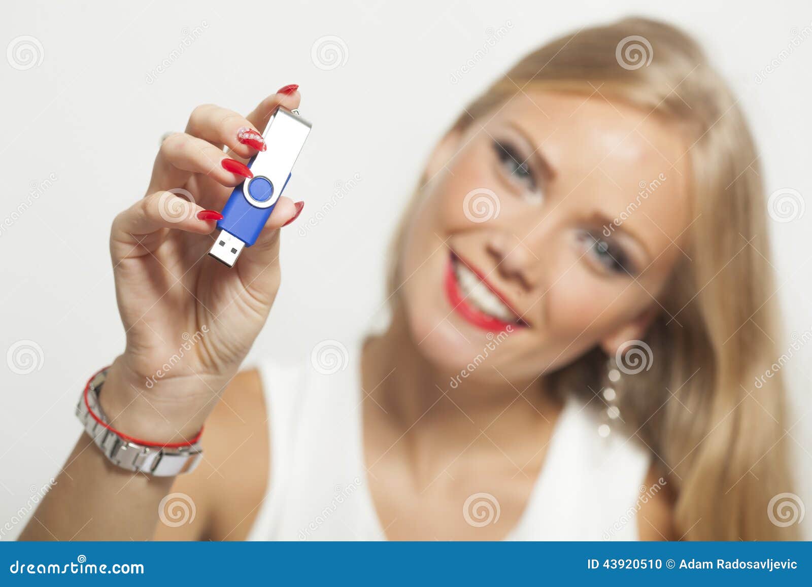 Woman with USB Memory in Hands Stock Photo - Image of media, woman ...