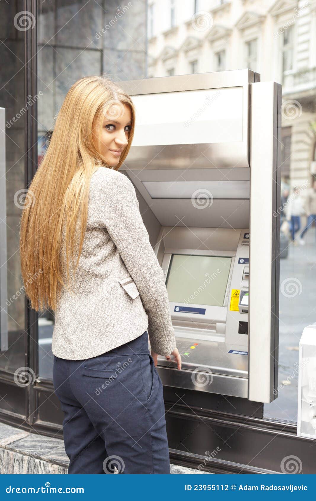 Woman use Bank ATM stock photo. Image of lifestyle, credit - 23955112
