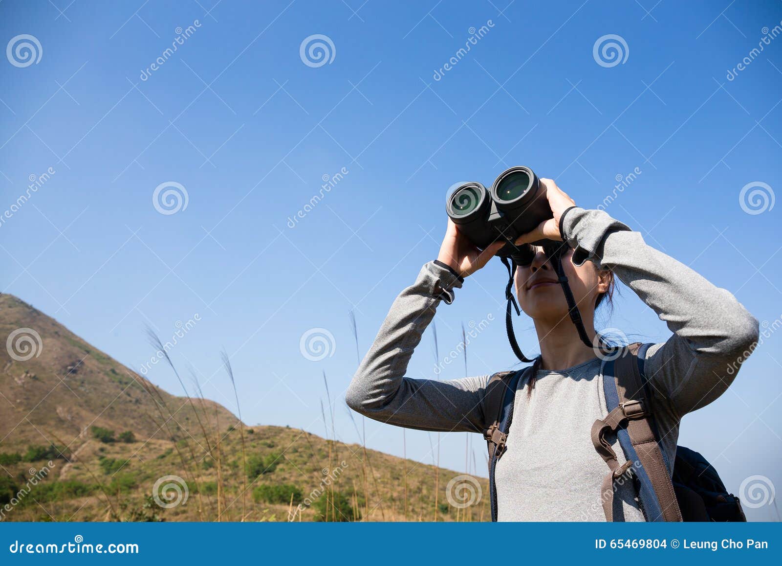 Woman Use of Binocular when Going Hiking Stock Photo - Image of fortune ...