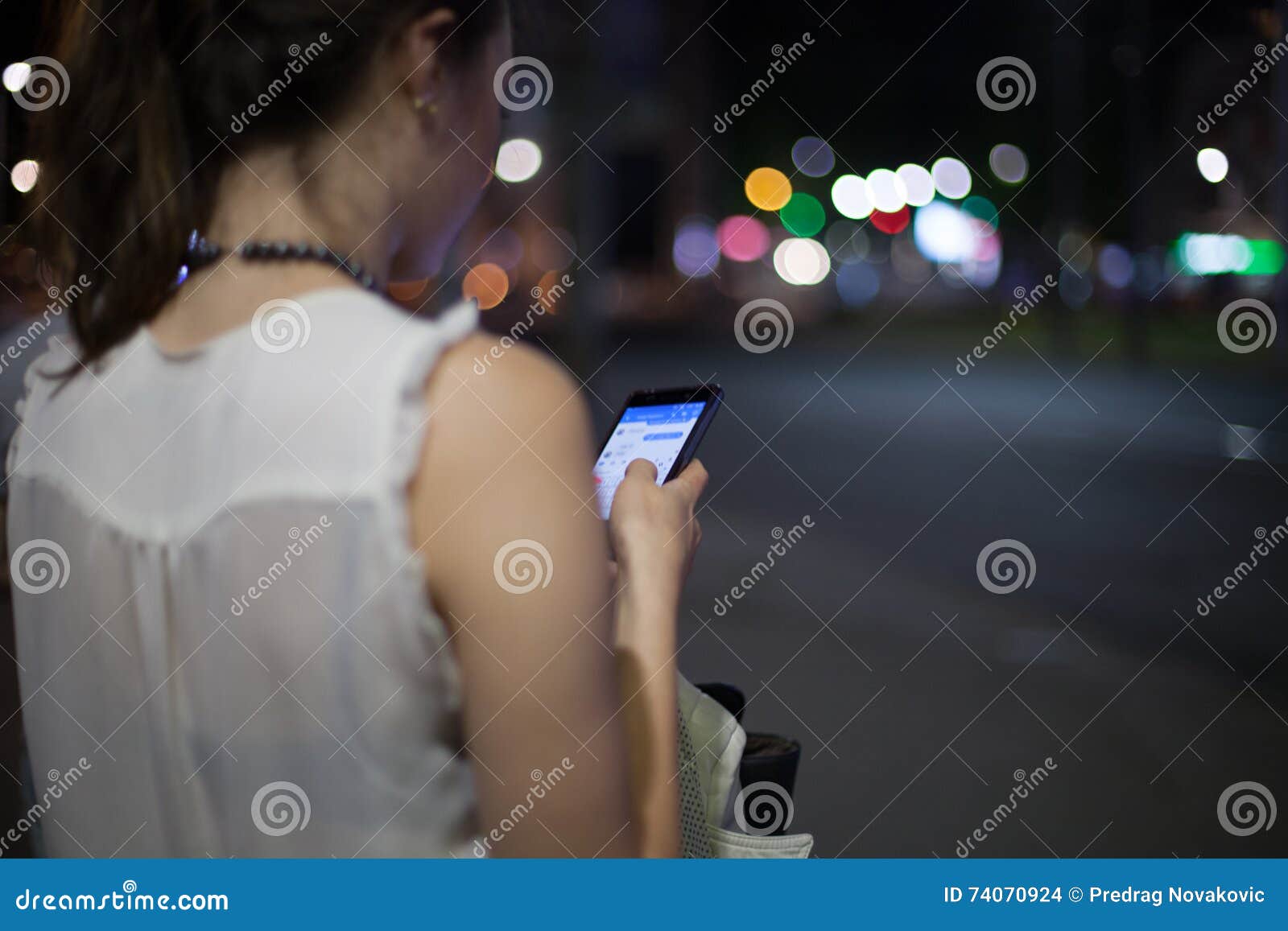 Woman Use of Cellphone at Outdoor Stock Photo - Image of cell, phone ...