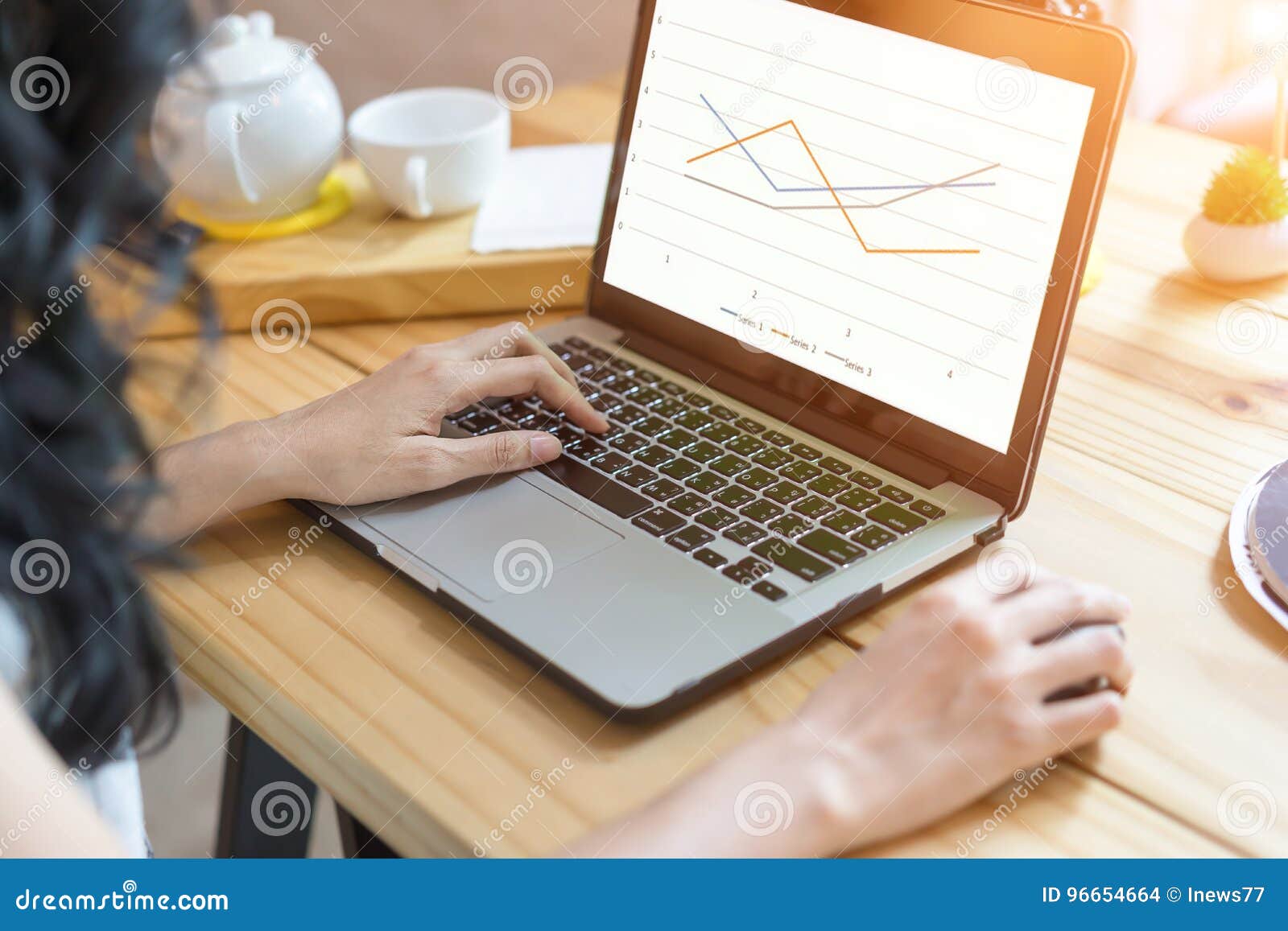 Woman Use of the Laptop Computer, Selective Focus, Focus Too Soft ...