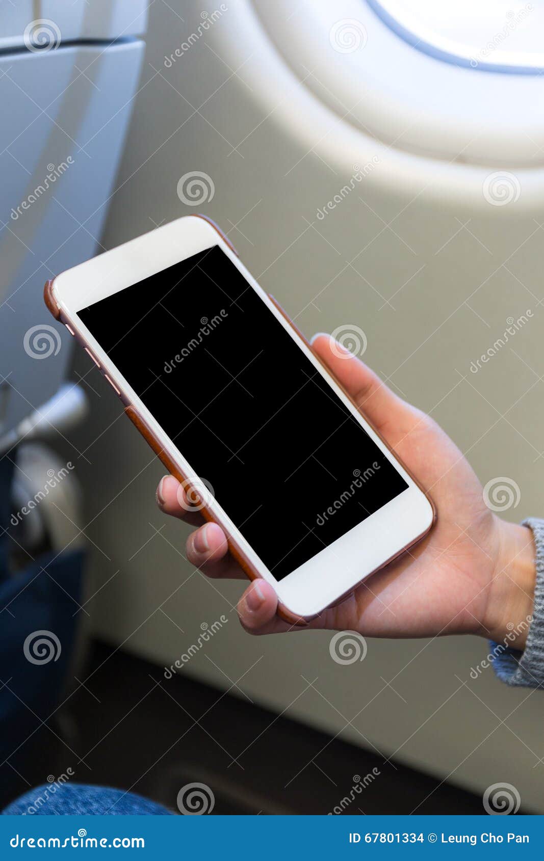 Woman Use of Mobile Phone in Plane Stock Photo - Image of plane, phone ...