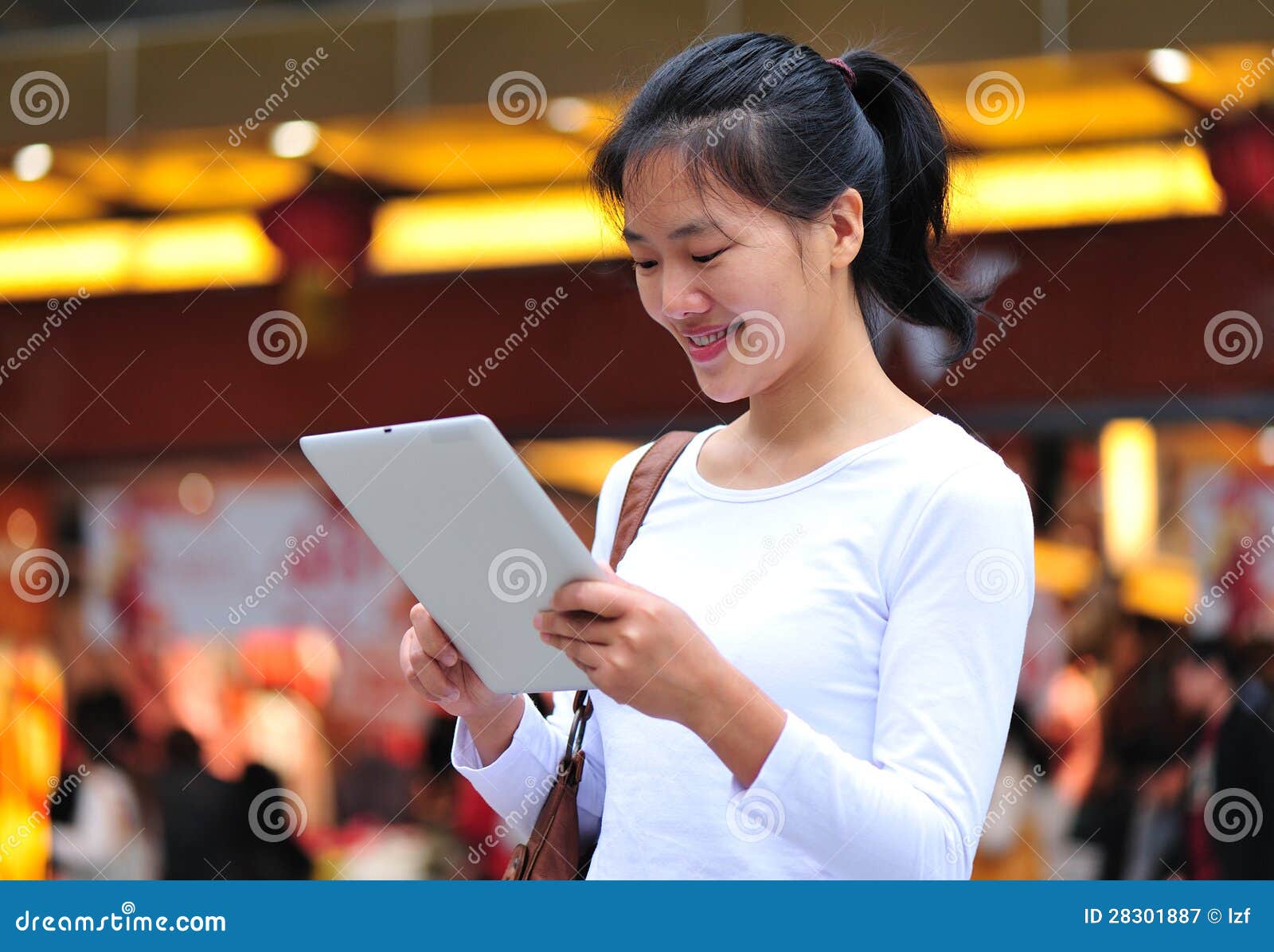 Woman use tablet stock image. Image of beautiful, internet - 28301887