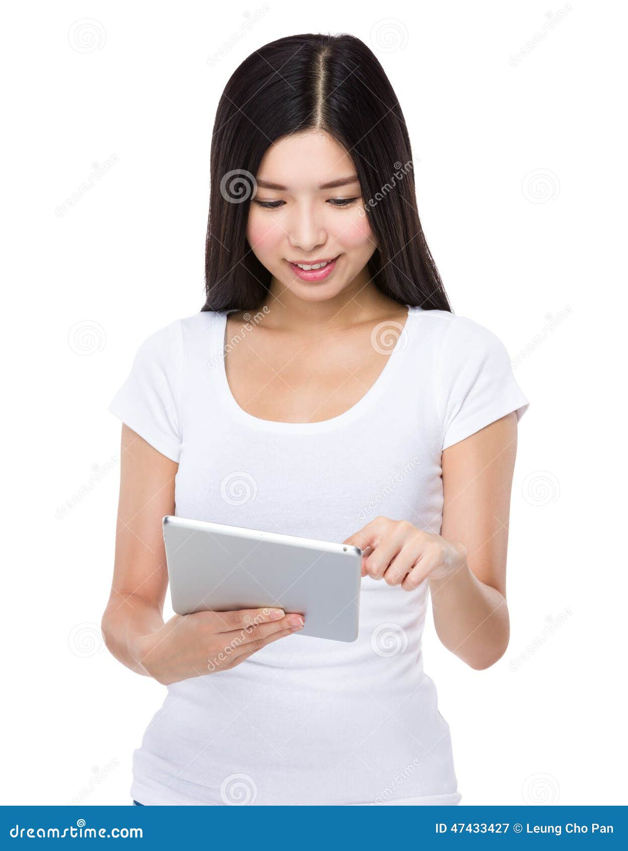 Woman use of tablet stock image. Image of apparel, background - 47433427