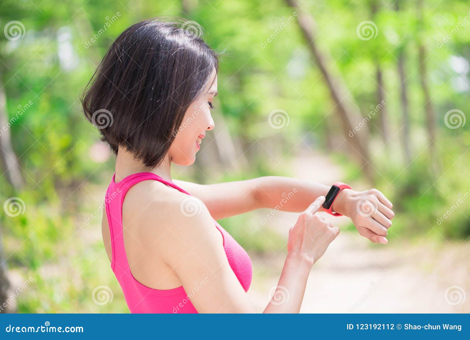 Woman Use Wearable Smart Watch Stock Photo - Image of female, light ...