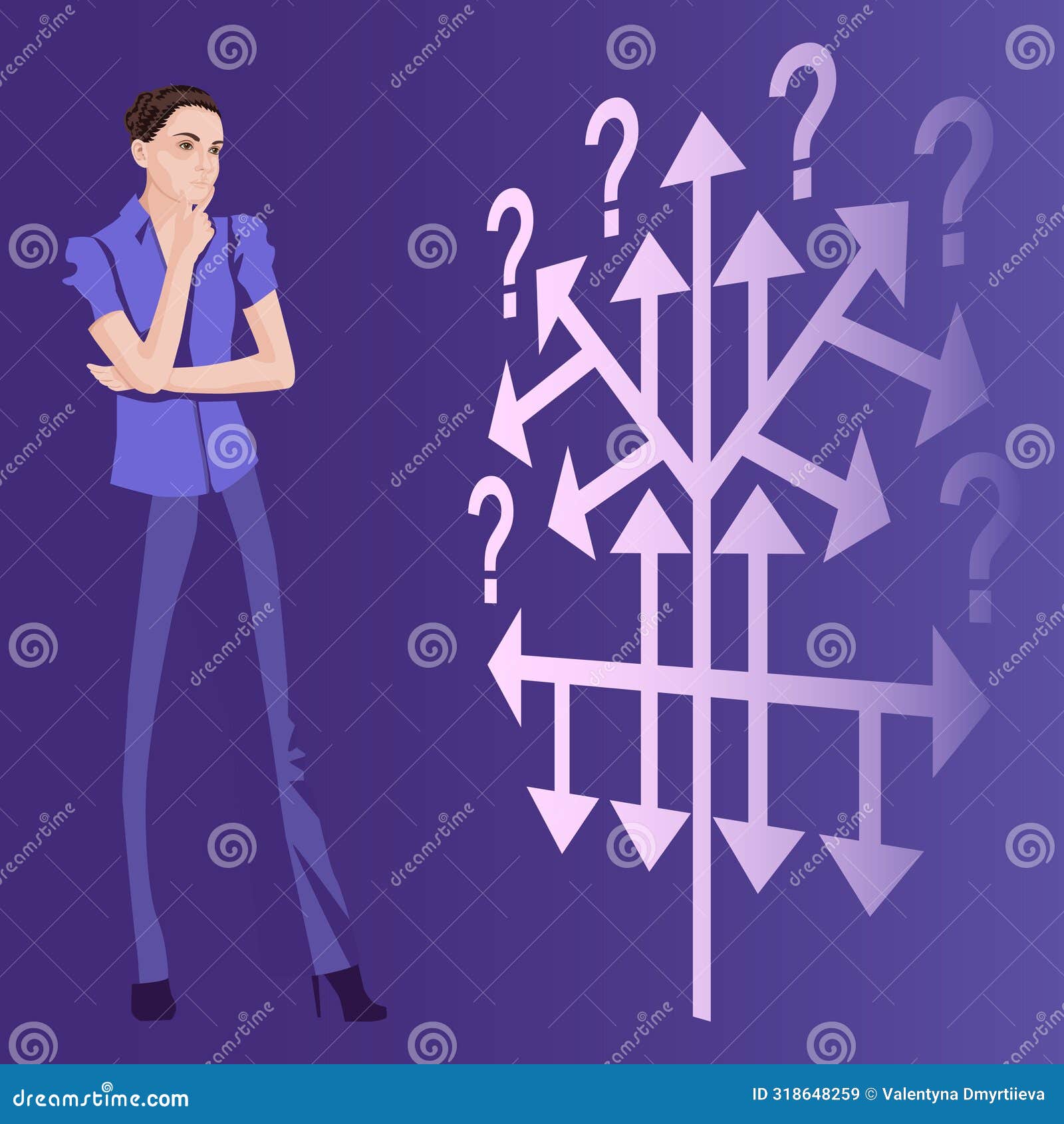 A Woman Uses a Decision Tree. Flat Stock Vector - Illustration of issue ...