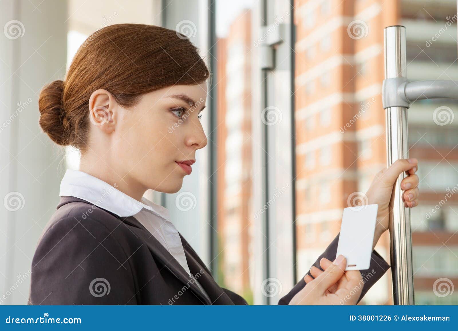 Woman Uses Electronic Pass. Stock Photo - Image of adult, european ...