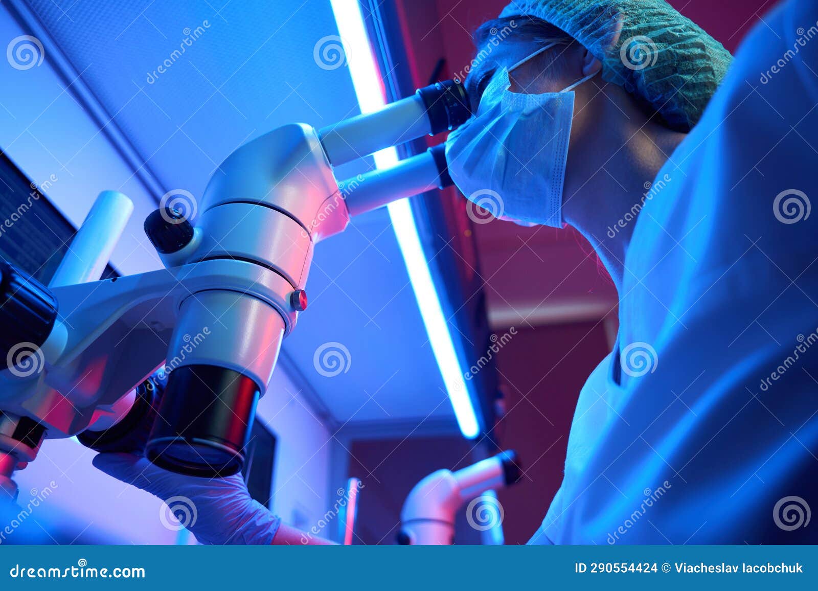Woman Uses a Powerful Microscope in Her Work Stock Photo - Image of ...
