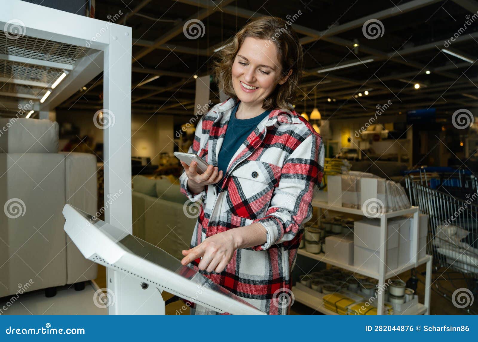 Woman Uses the Self-service Kiosk Stock Photo - Image of smart ...
