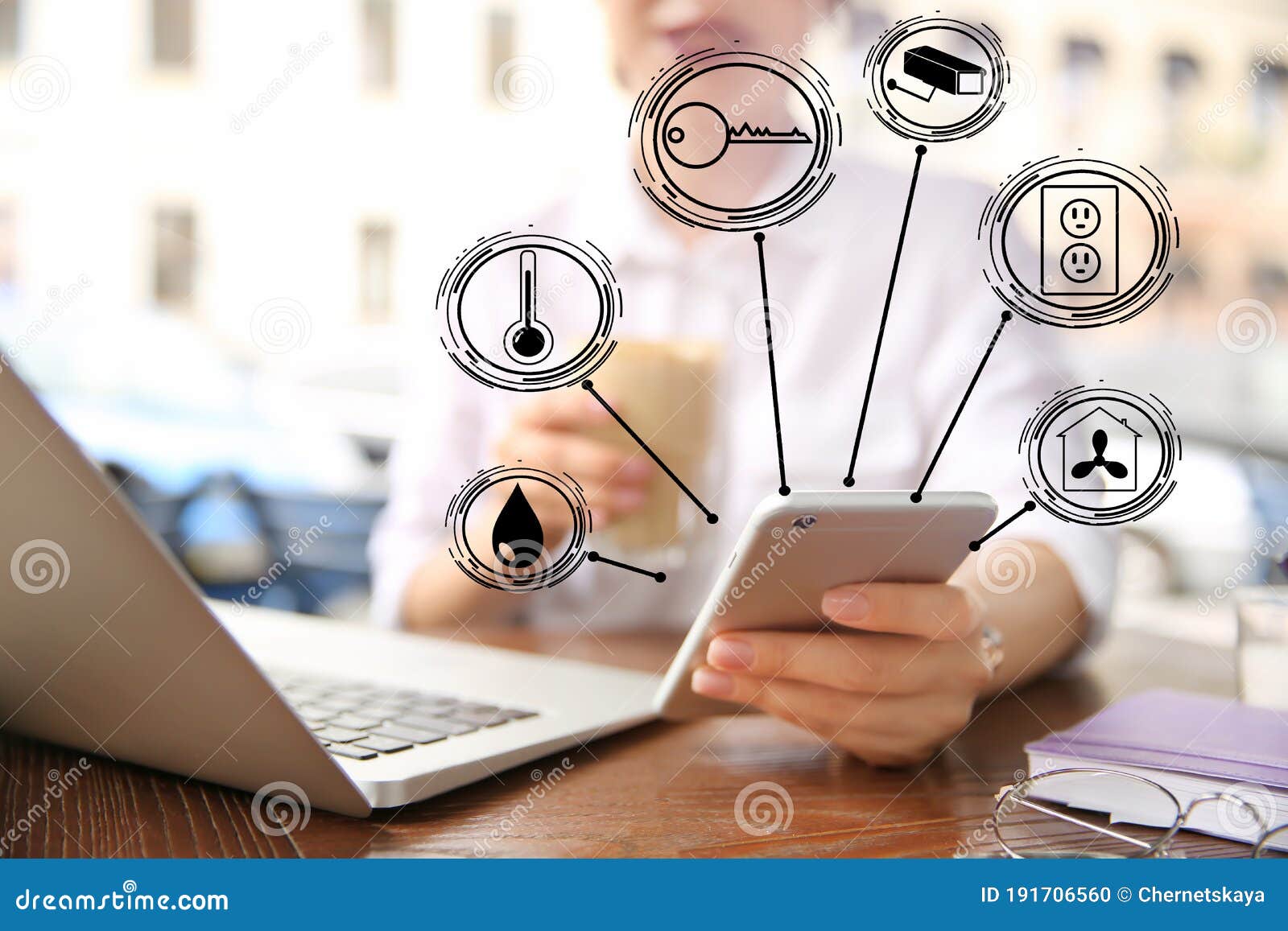 Woman Using Application on Mobile Phone To Control Smart Home ...