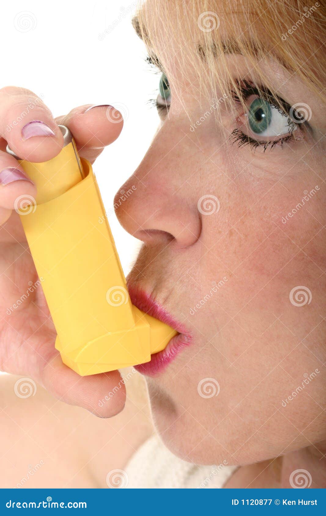 Woman Using Asthma Inhaler 2 Stock Image - Image of respiratory, thumb ...