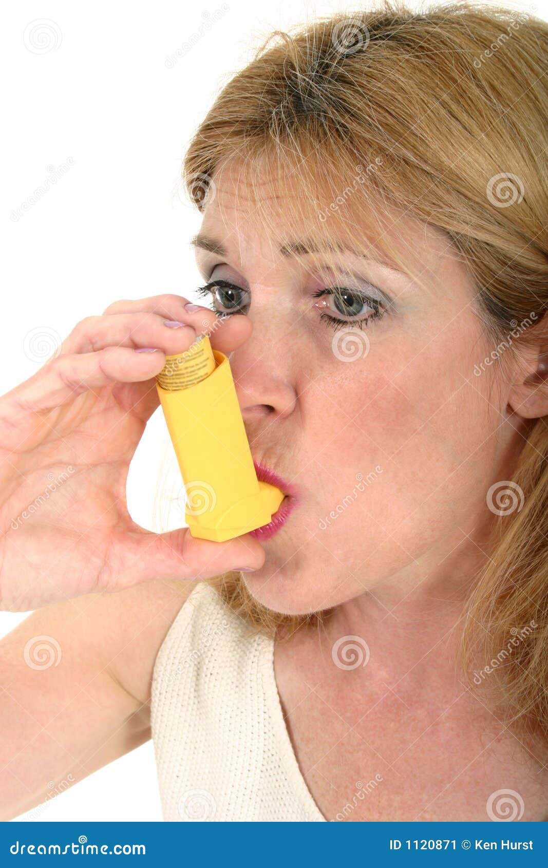 Woman Using Asthma Inhaler 3 Stock Image - Image of lungs, thumb: 1120871