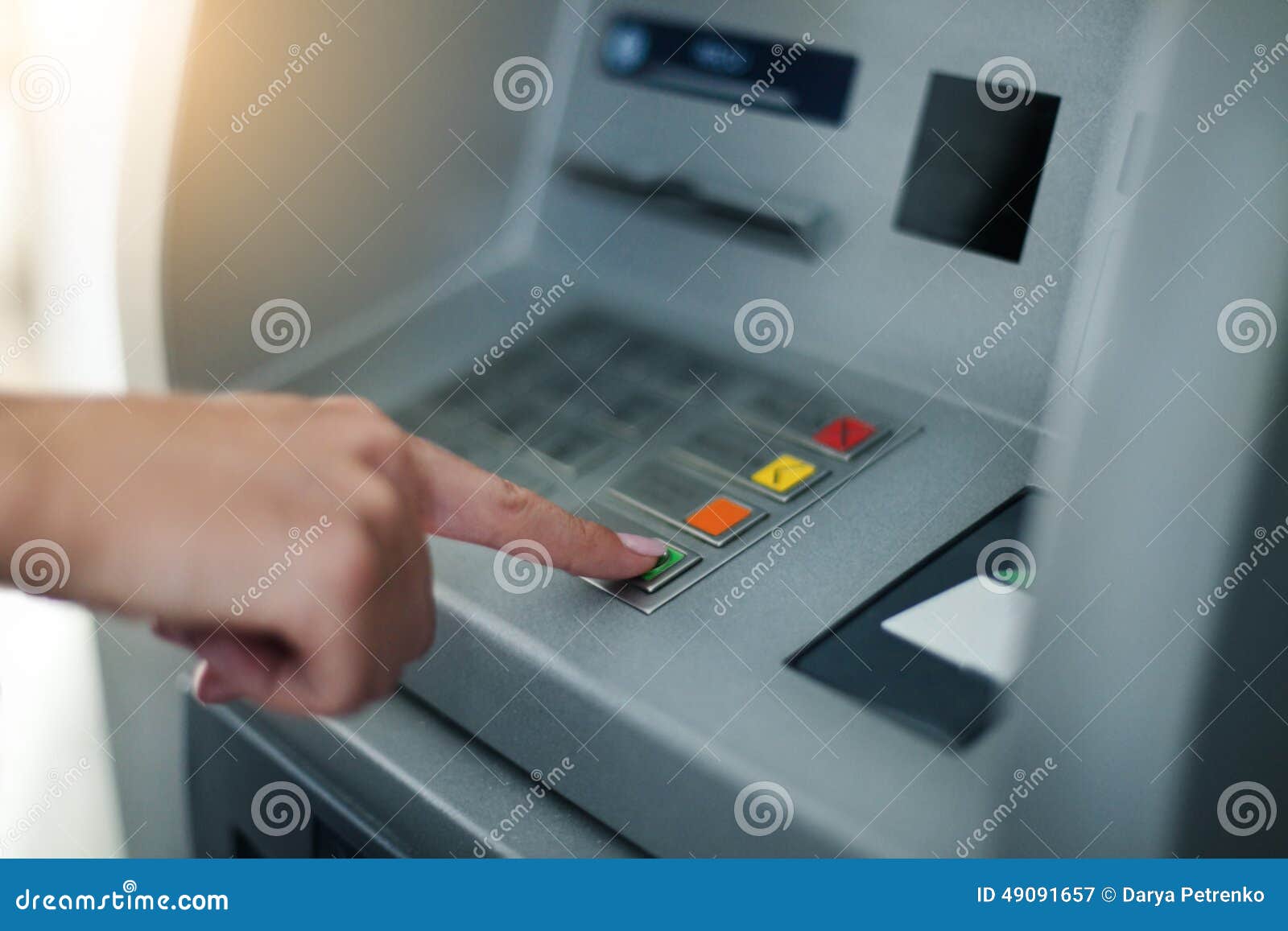 Woman Using Banking Machine Stock Image - Image of bank, financial ...