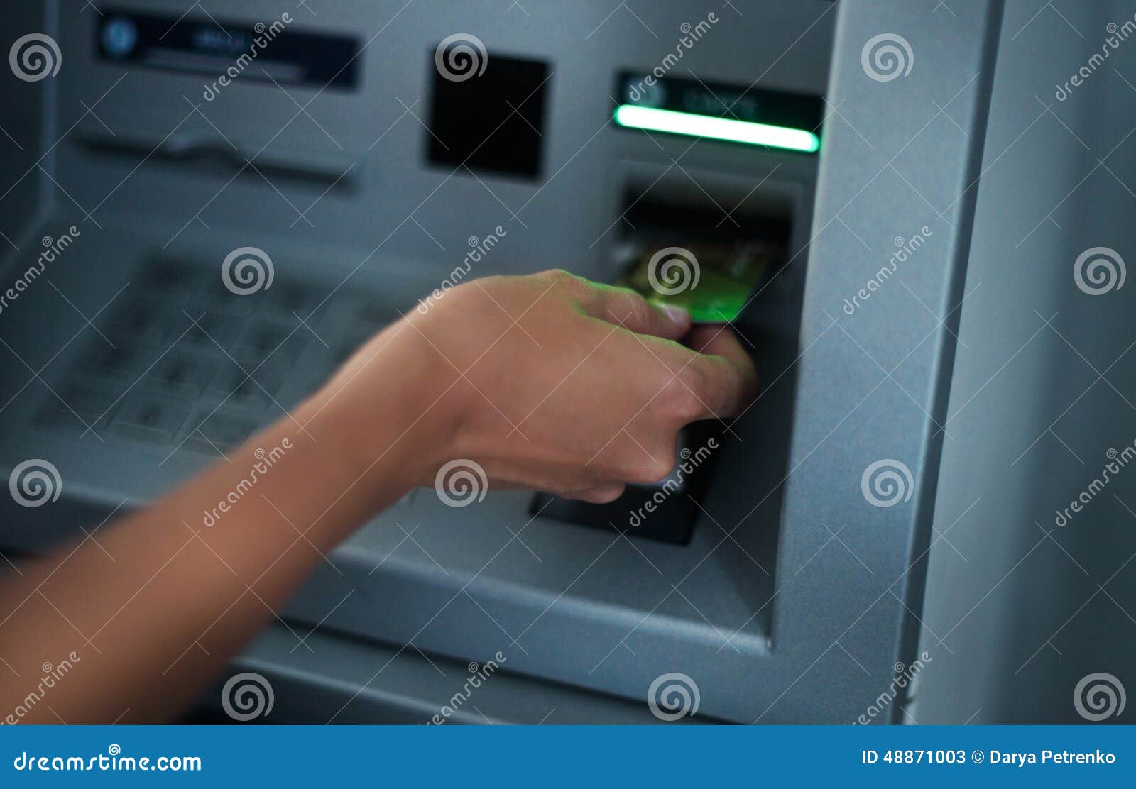 Woman Using Banking Machine Stock Image - Image of electronic, detail ...