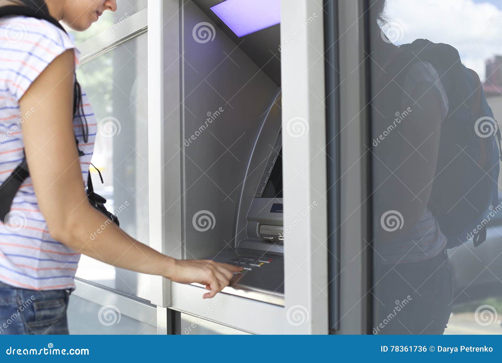 Woman Using Banking Machine. Stock Photo - Image of deposit, automatic ...