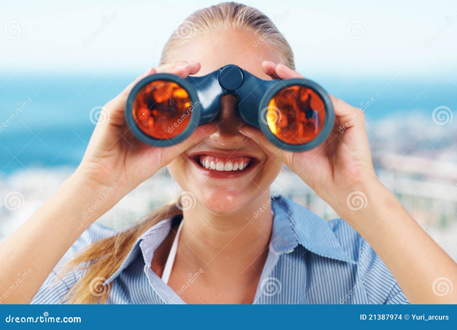 Woman using binoculars stock photo. Image of observe - 21387974