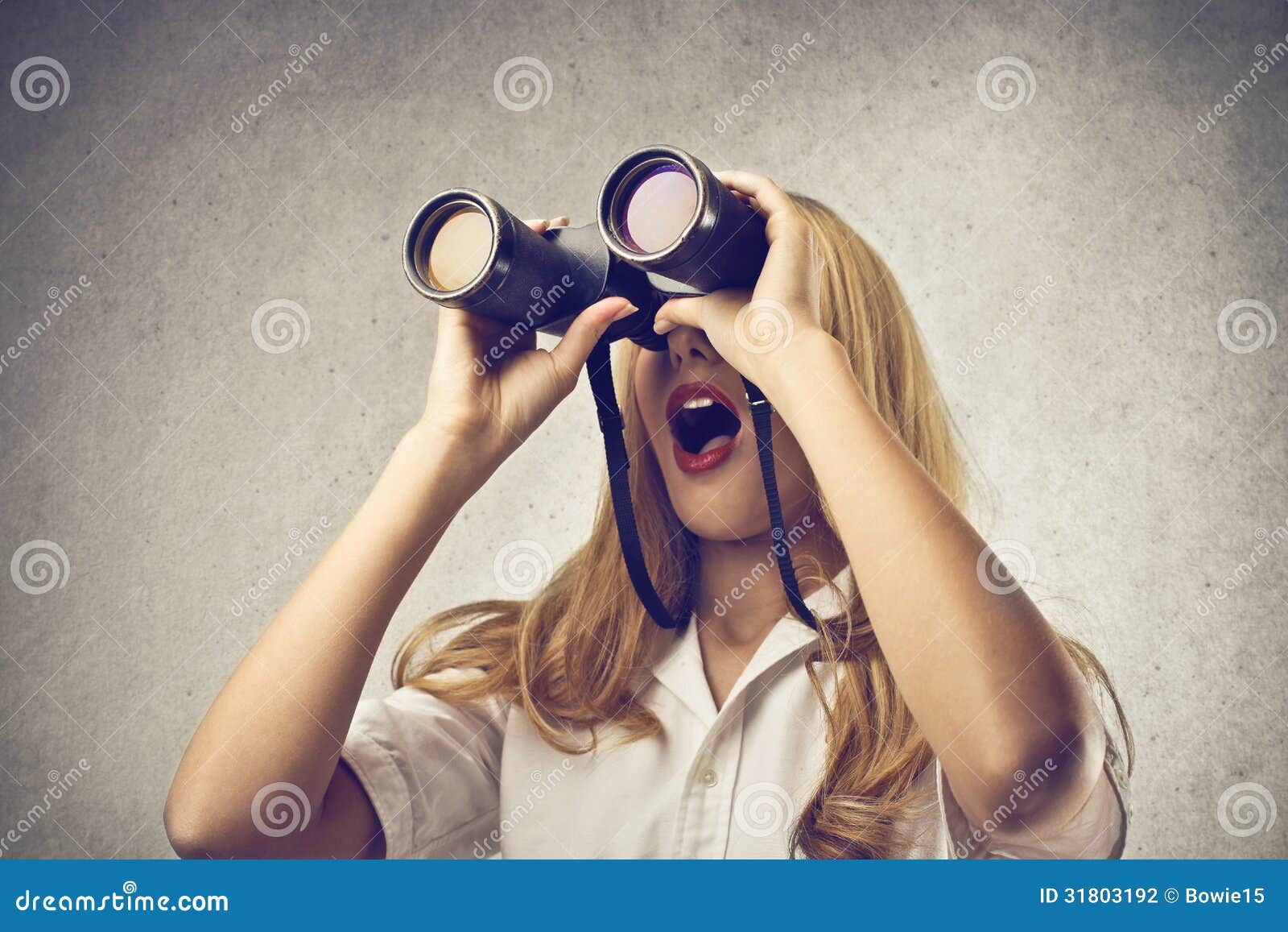Woman using a binoculars stock photo. Image of binoculars - 31803192