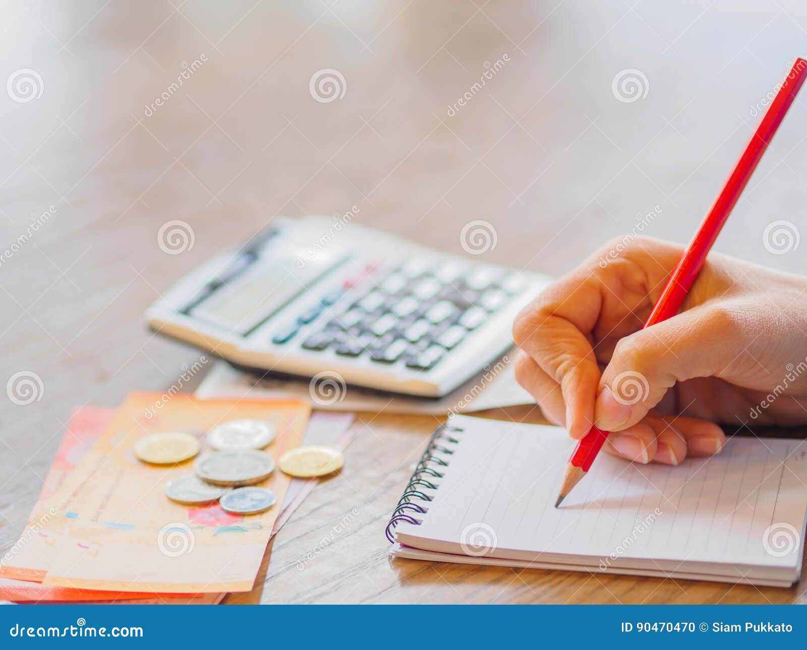 Woman Using Calculator and Thinking about Cost Stock Photo - Image of ...