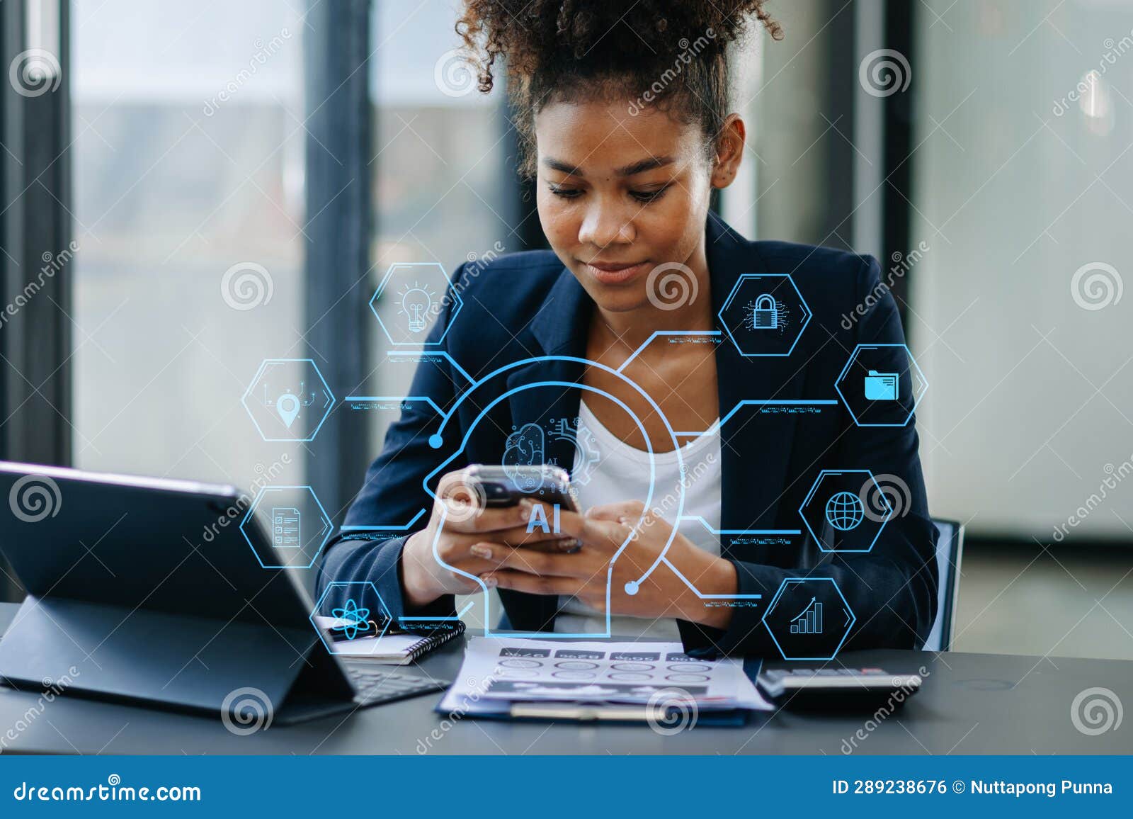 Woman Using Chat Bot in Smartphone Intelligence Ai. Chat with AI ...