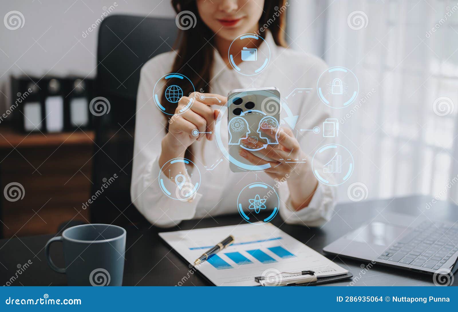 Woman Using Chatbot in Computer and Tablet Smart Intelligence Ai.Chat ...