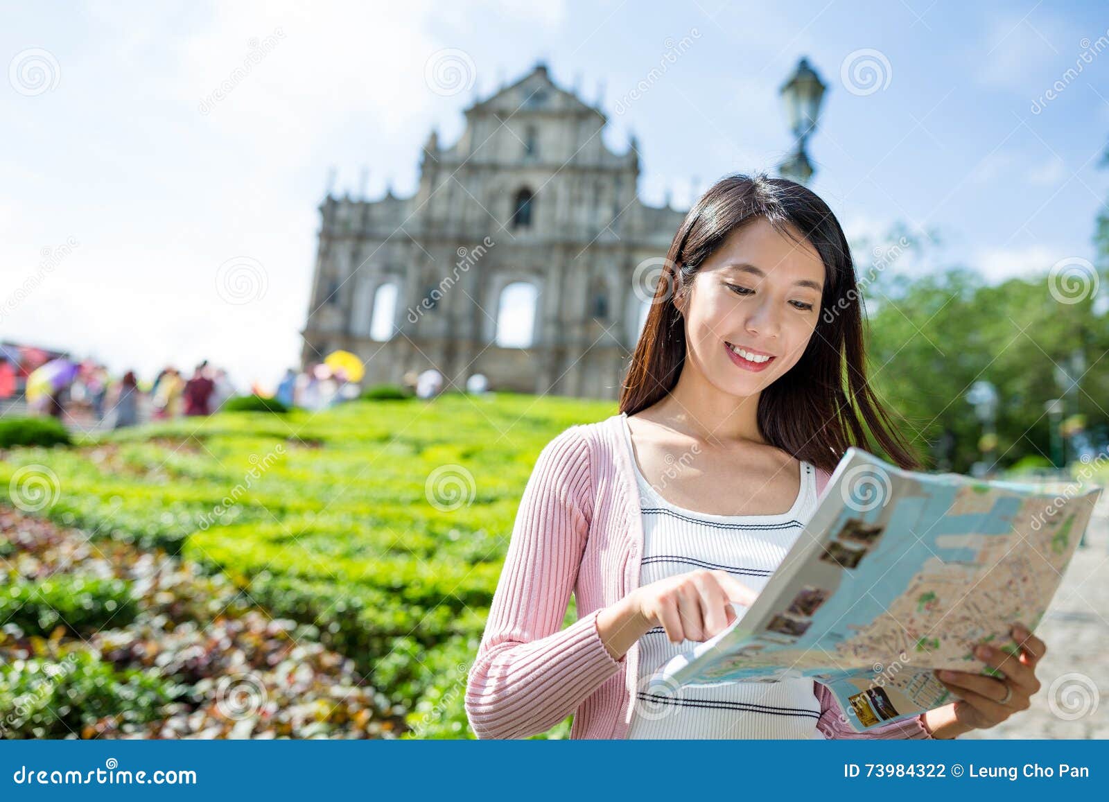 Woman Using City Map in Macau City Stock Photo - Image of routine ...