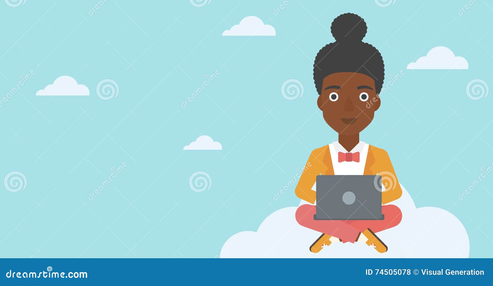 Woman Using Cloud Computing Technology. Stock Vector - Illustration of ...