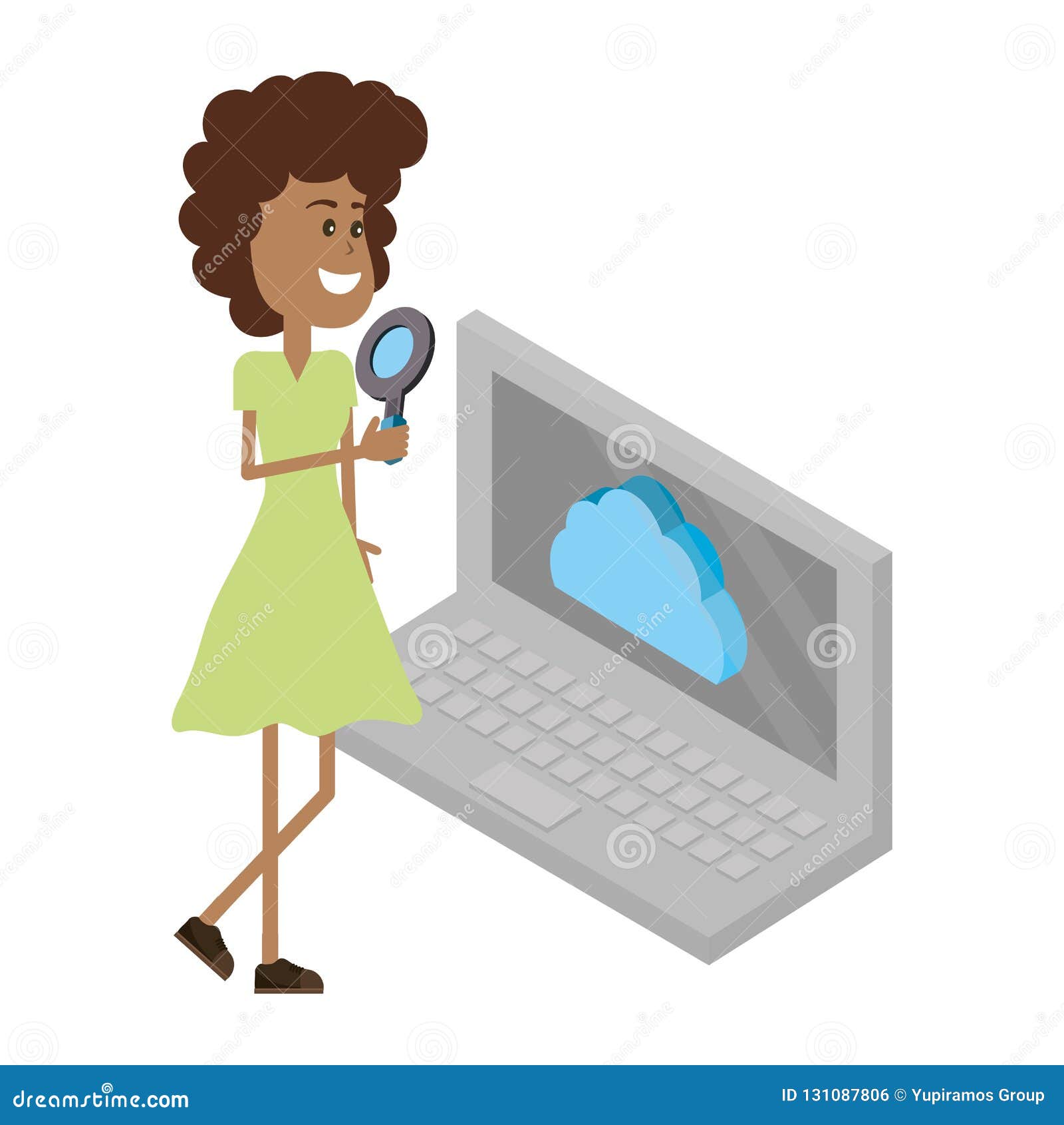 Woman and Technology Isometric Stock Vector - Illustration of digital ...