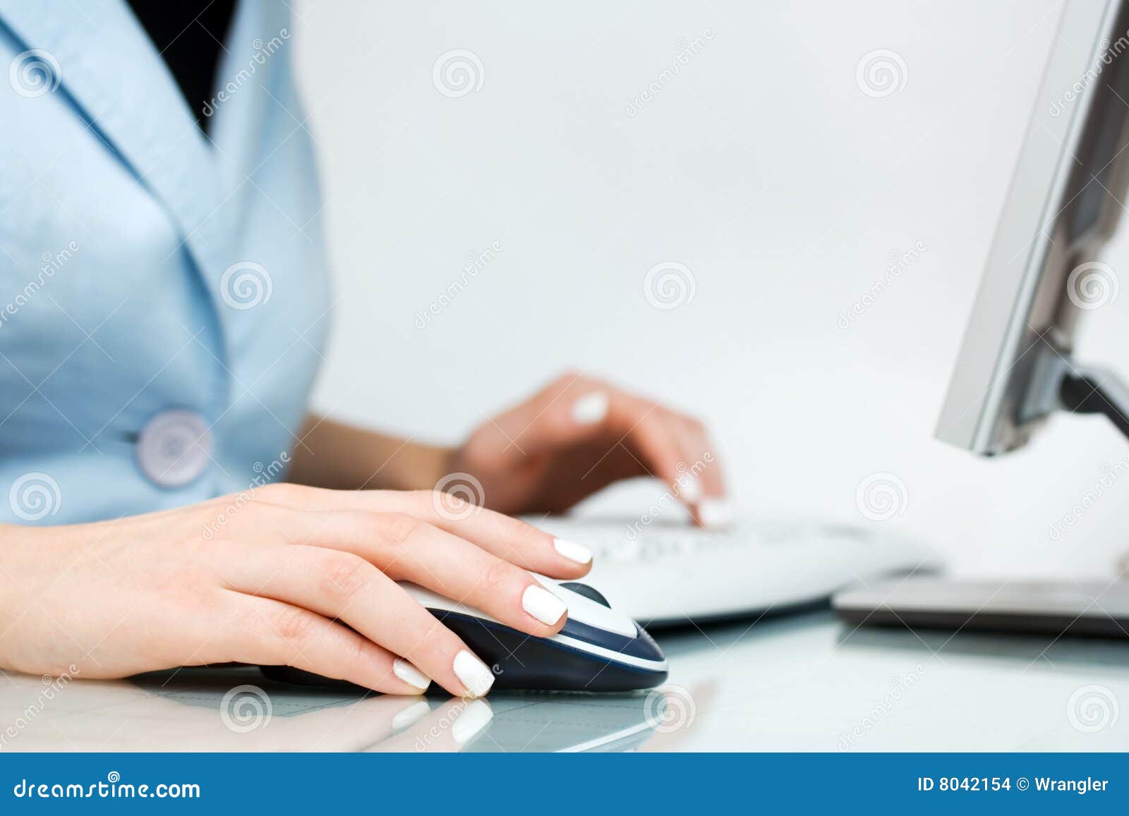 Woman Using Computer Mouse and Keyboard Stock Photo - Image of concept ...